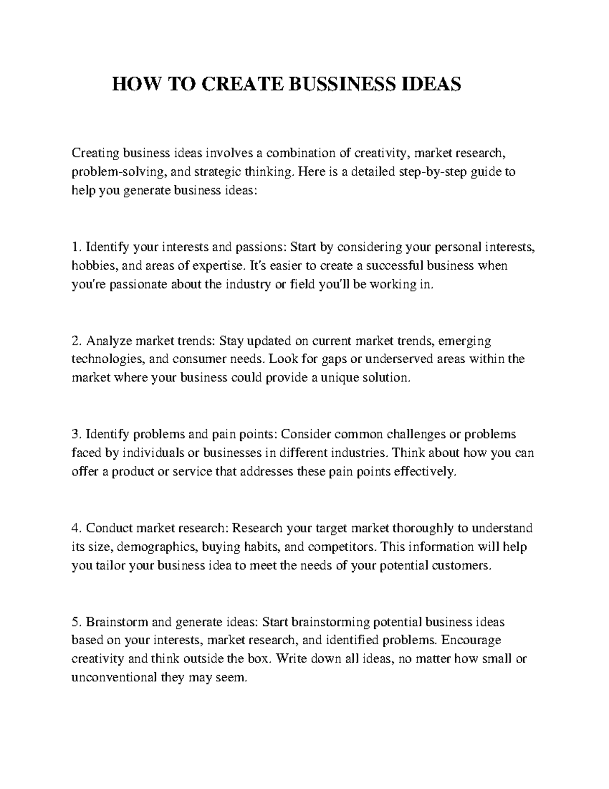 Bussiness Communication - HOW TO CREATE BUSSINESS IDEAS Creating ...