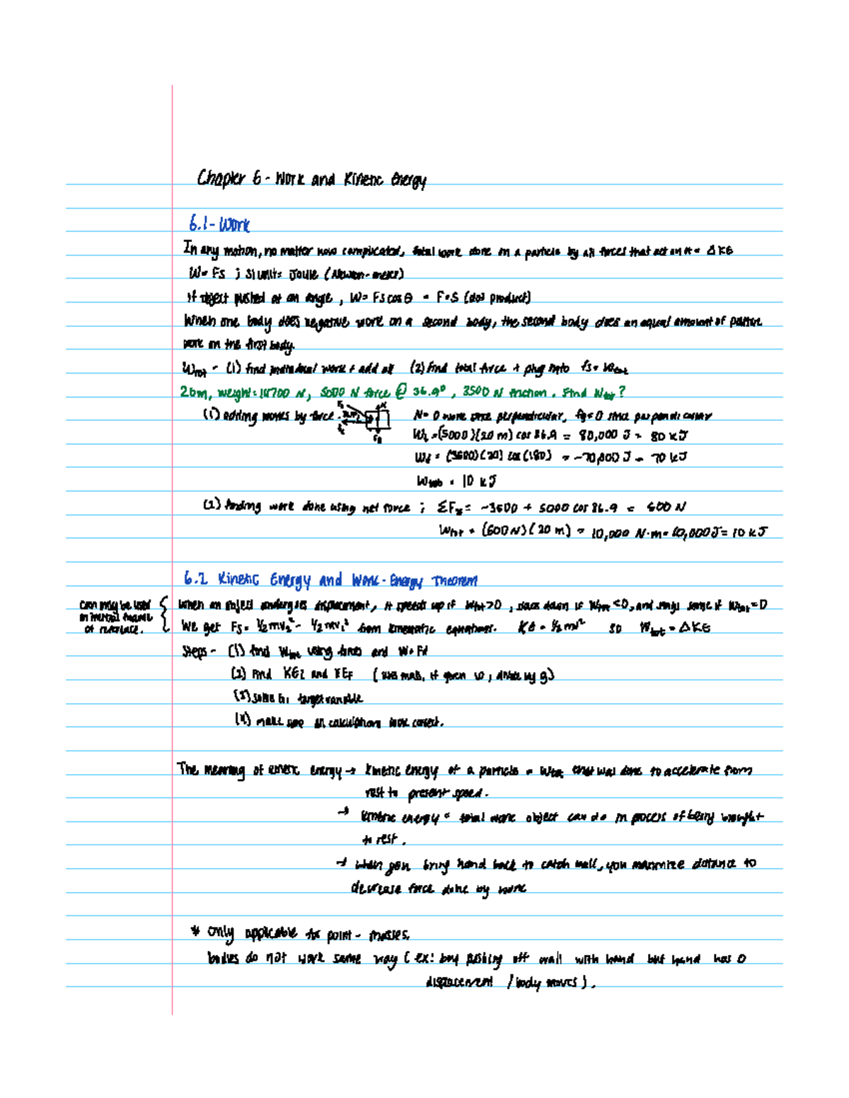 Chapters 6-7 Review - Chapter 6 WorkandkineticEnergy 61 Work ...
