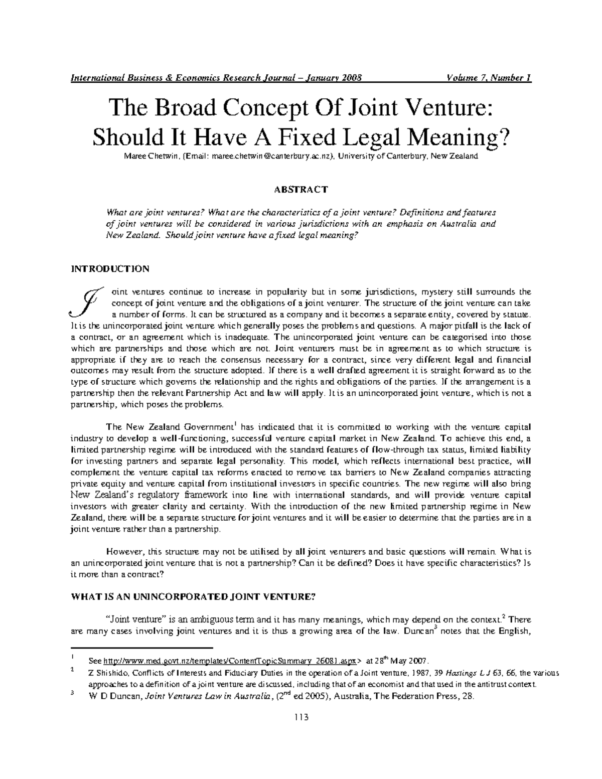 The Broad Concept Of Joint Venture Should It Have - ac), University of ...