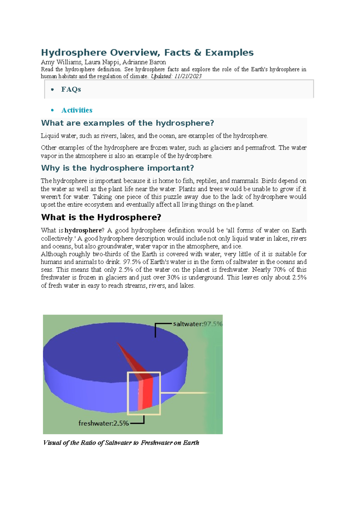 Hydrosphere - See hydrosphere facts and explore the role of the Earth's hydrosphere in ...