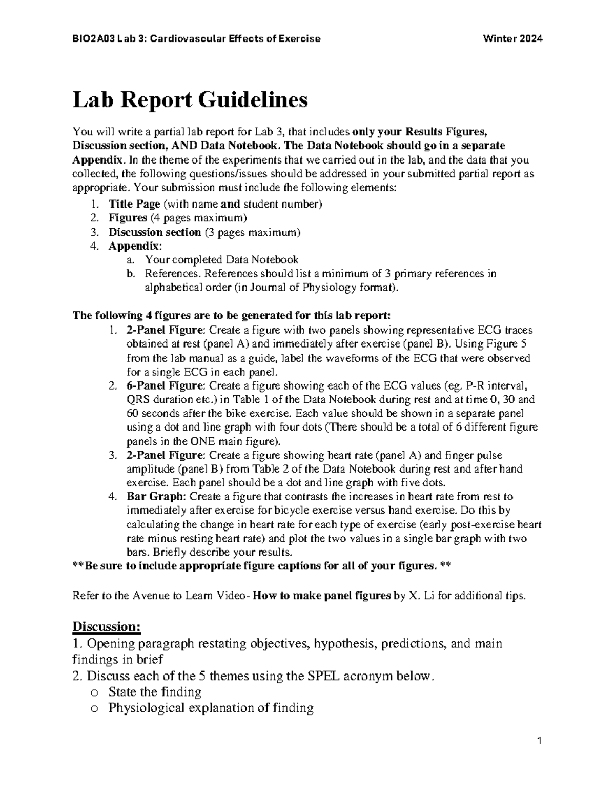 Lab 3-Assignment-BIO2A03-W24 - BIO2A03 Lab 3 : Cardiovascular Effects of Exercise Winter 2024 1 ...