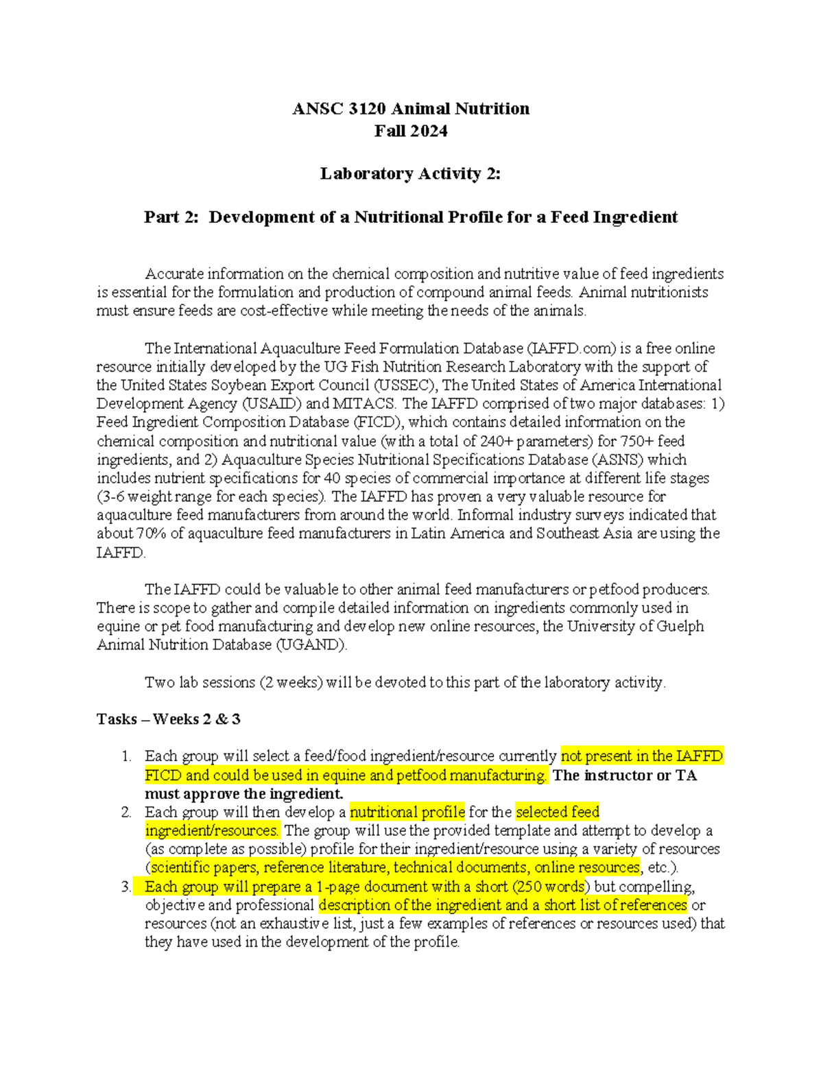 ANSC 3120 F24 Lab 2 Feed Ingredient Part 2 v21Sept2024 - ANSC 3120 Animal Nutrition Fall 2024 ...