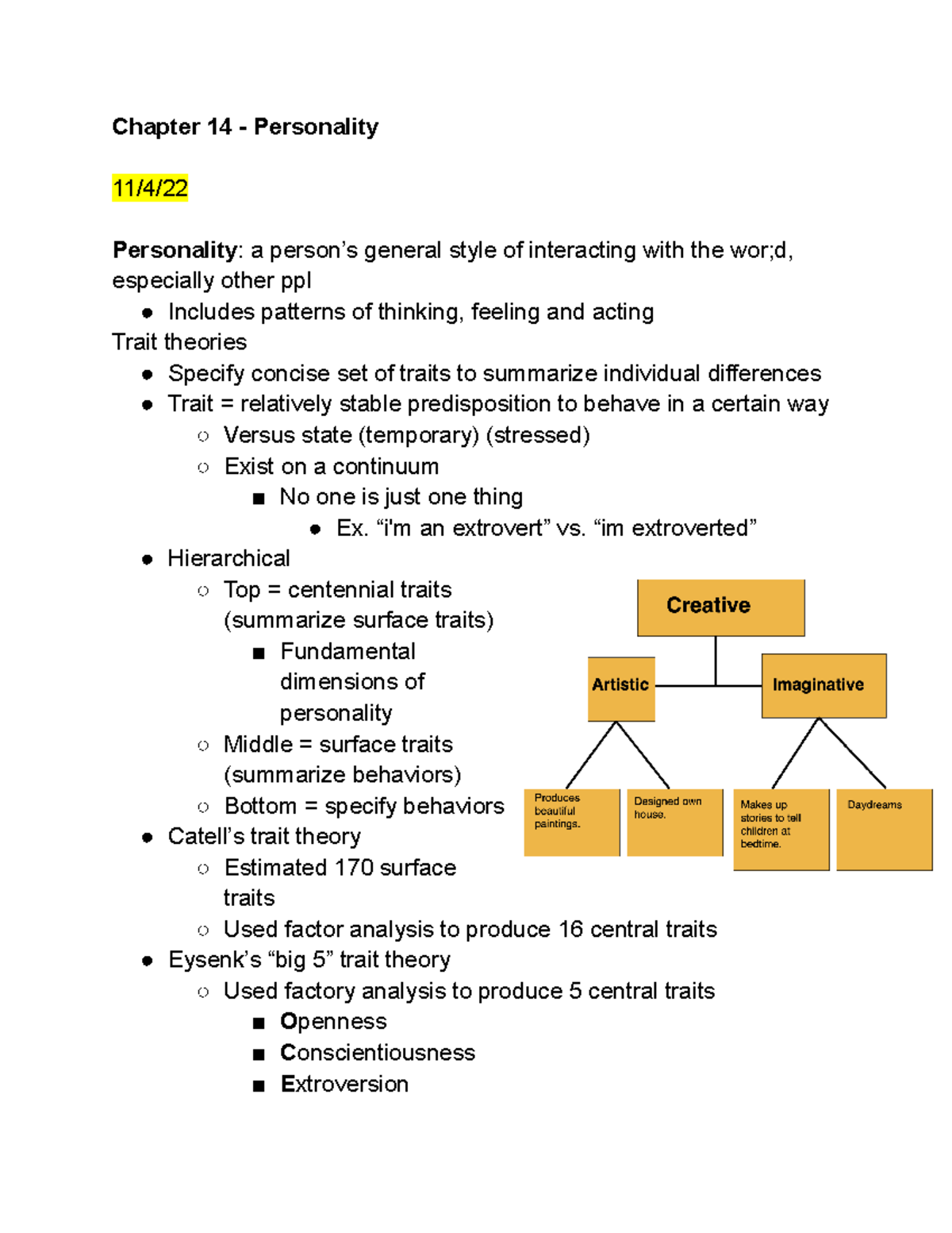 Chapter 14 - Personality - Chapter 14 - Personality 11/4/ Personality ...