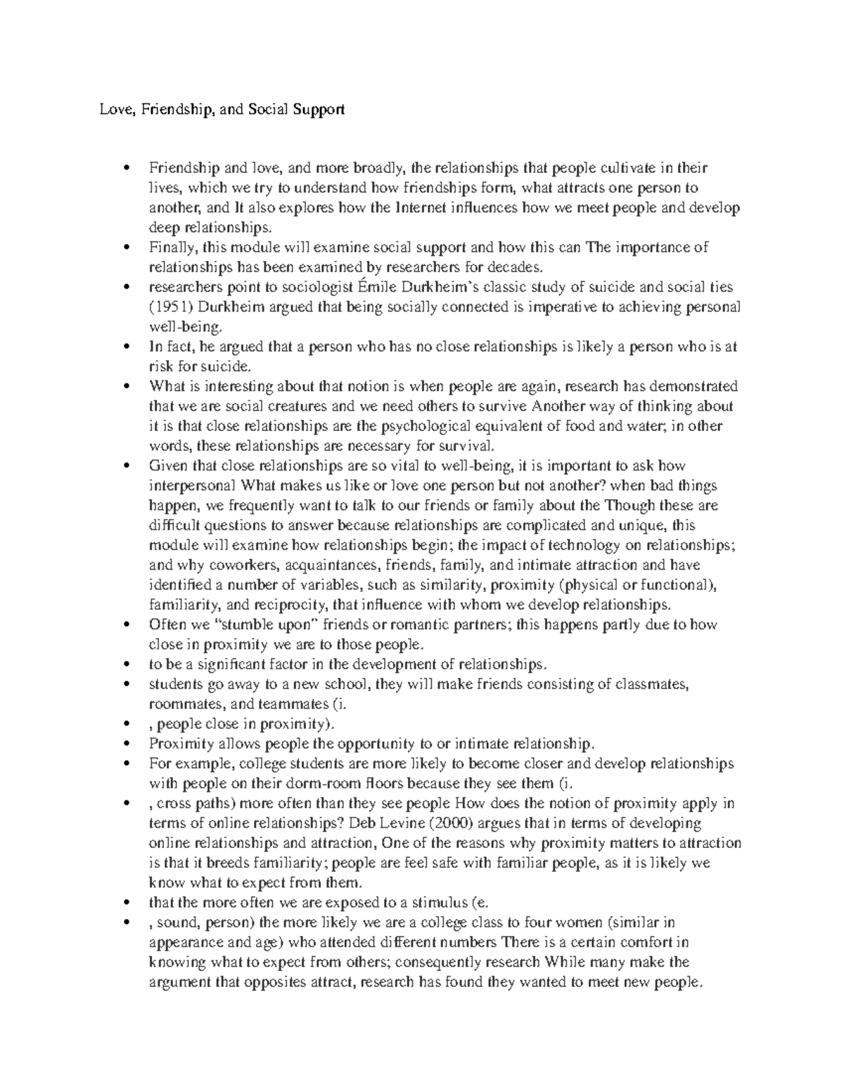 Love, Friendship, and Social Support - Finally, this module will ...