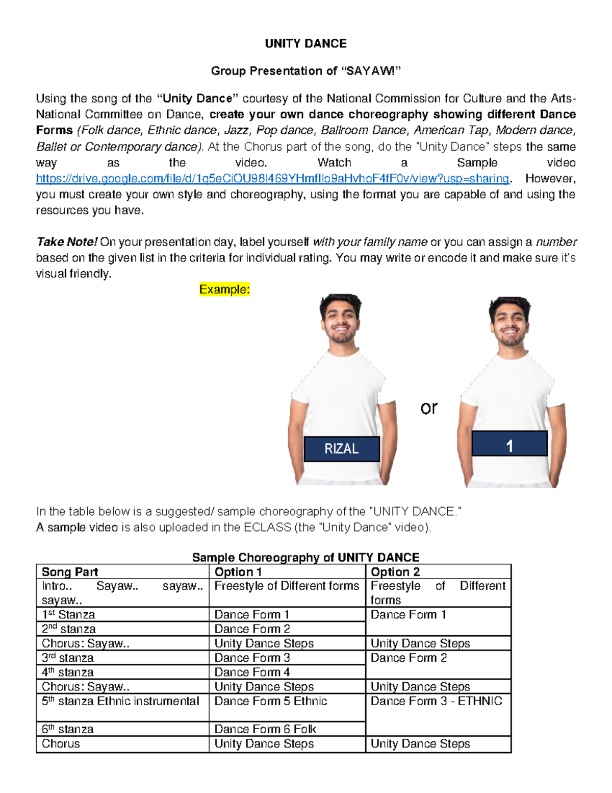 PF3 Unity Dance Guidelines - UNITY DANCE Group Presentation of “SAYAW ...