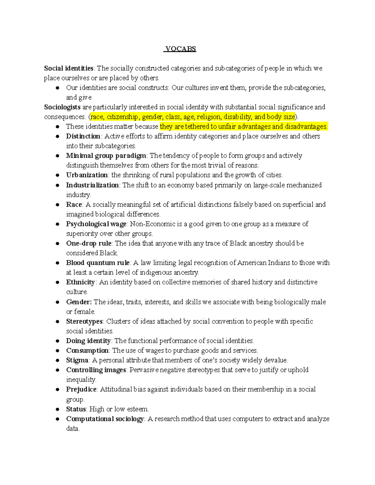 Chapter 3- Identities - VOCABS Social identities: The socially ...