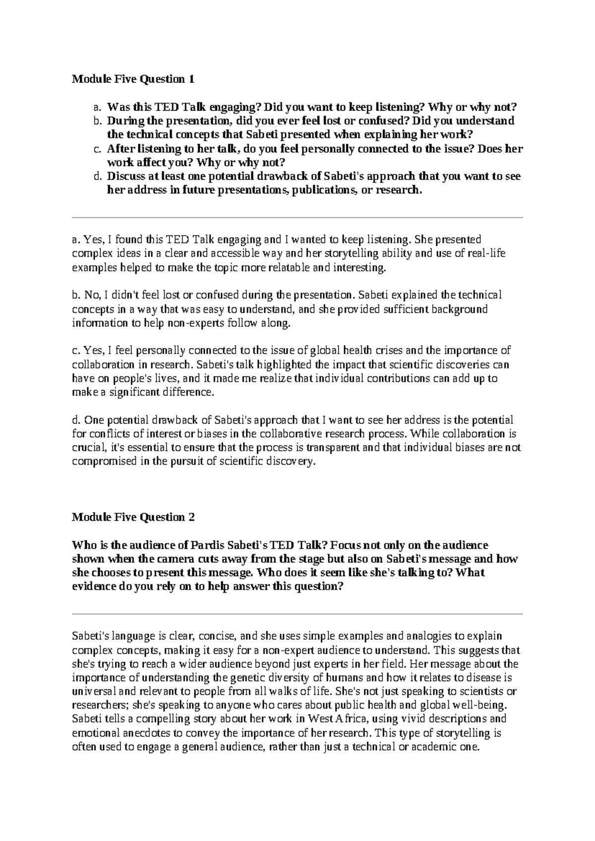 Module Five Short Responses Monica Cretu - Module Five Question 1 a ...