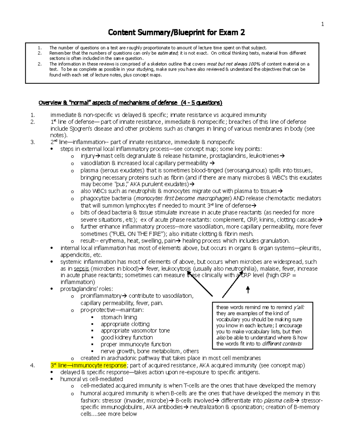AO Content Summary and Exam 2 Blueprint - Content Summary/Blueprint for ...
