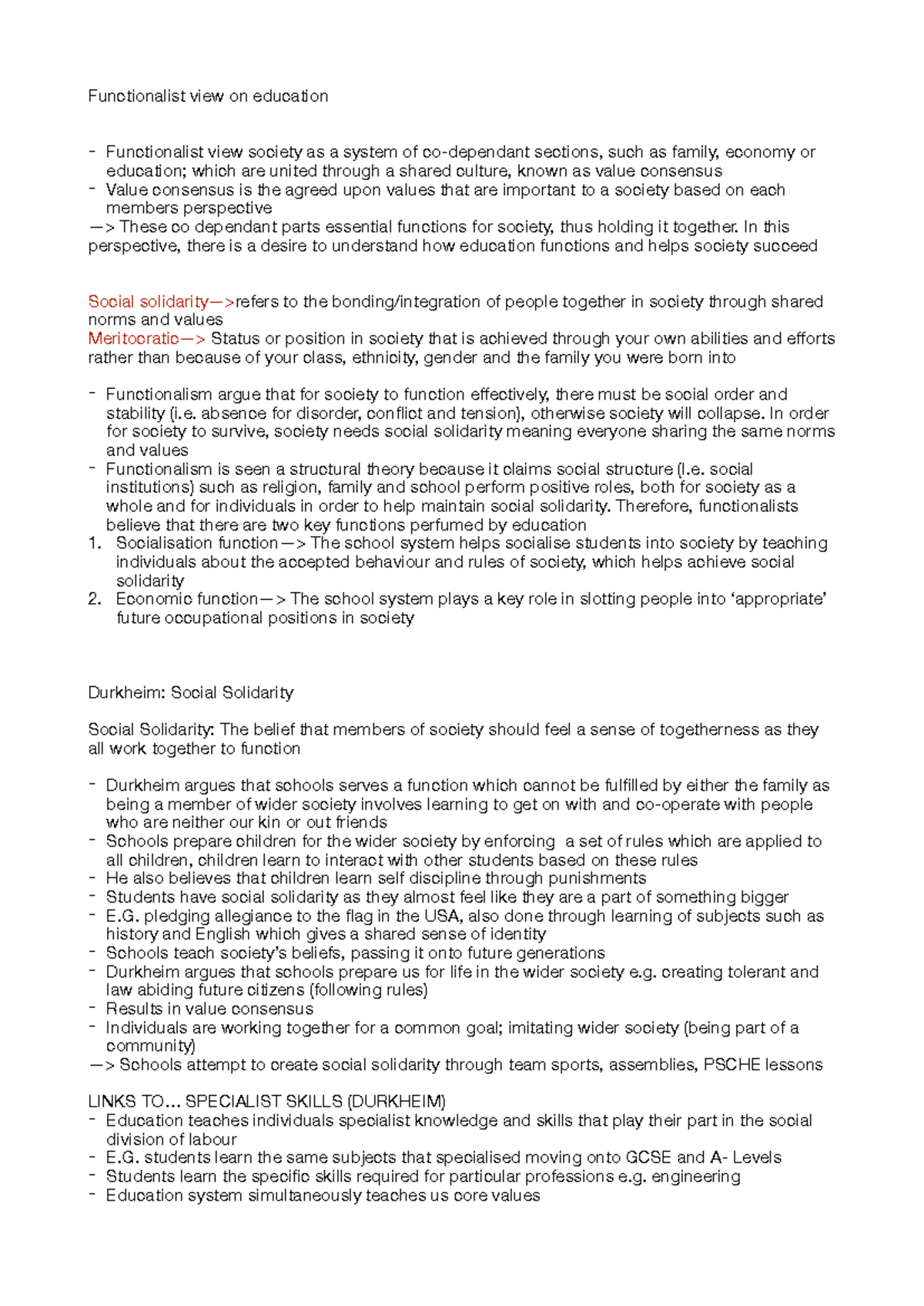 Perspectives on Education pdf - Functionalist view on education ...