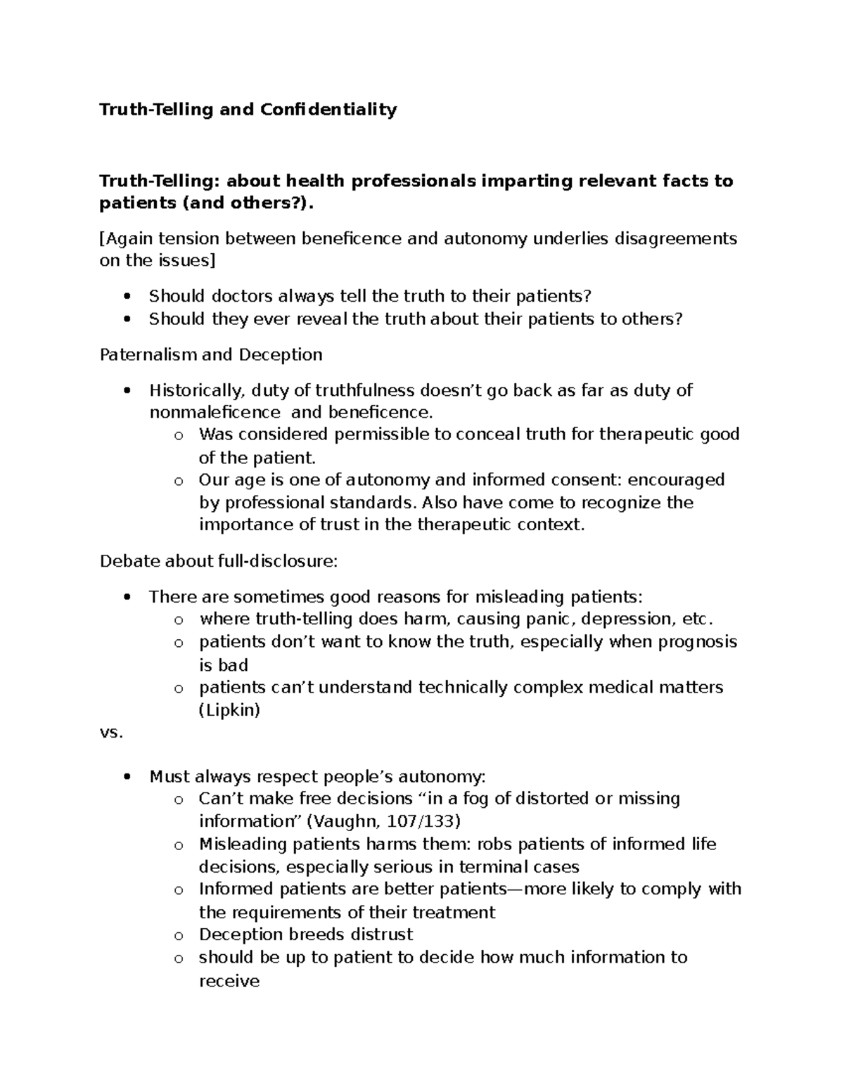 Truth-telling and confidentiality - Truth-Telling and Confidentiality ...