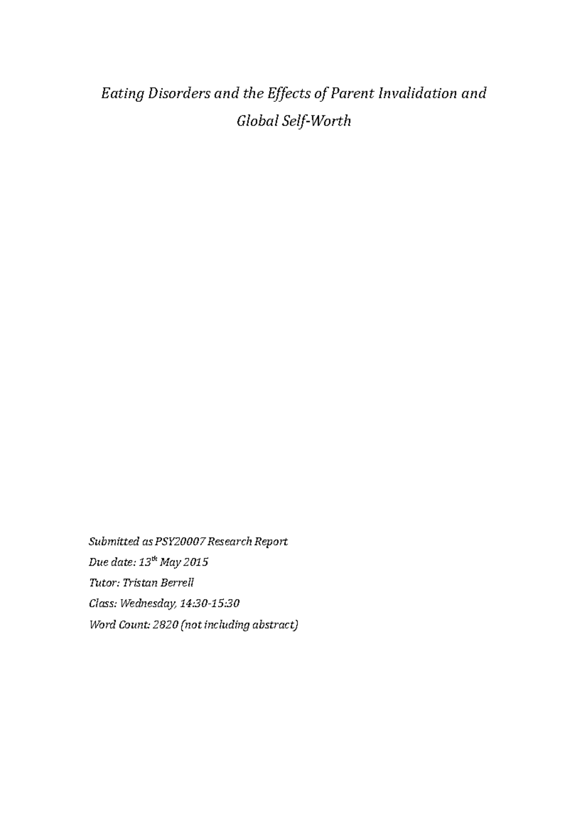 Eating Disorders Research Report - Eating Disorders and the Effects of ...