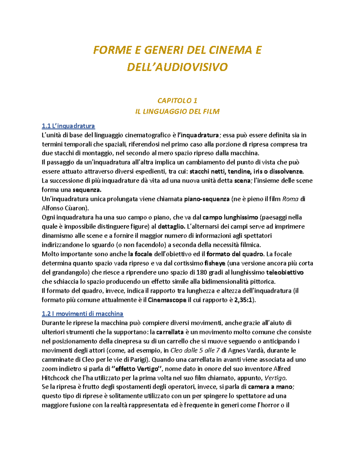 Storia del cinema - FORME E GENERI DEL CINEMA E DELL’AUDIOVISIVO ...
