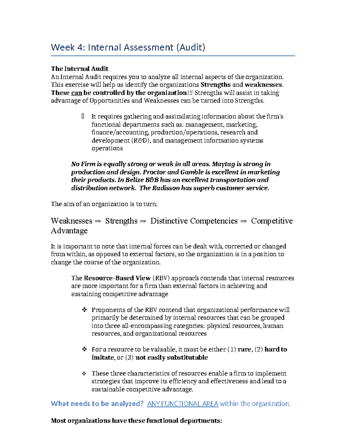 Internal Assessment (Audit) - This exercise will help us identify the ...