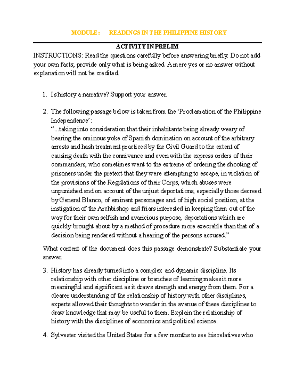 Activity IN Prelim - Hhhhhhhh - ACTIVITY IN PRELIM INSTRUCTIONS: Read ...