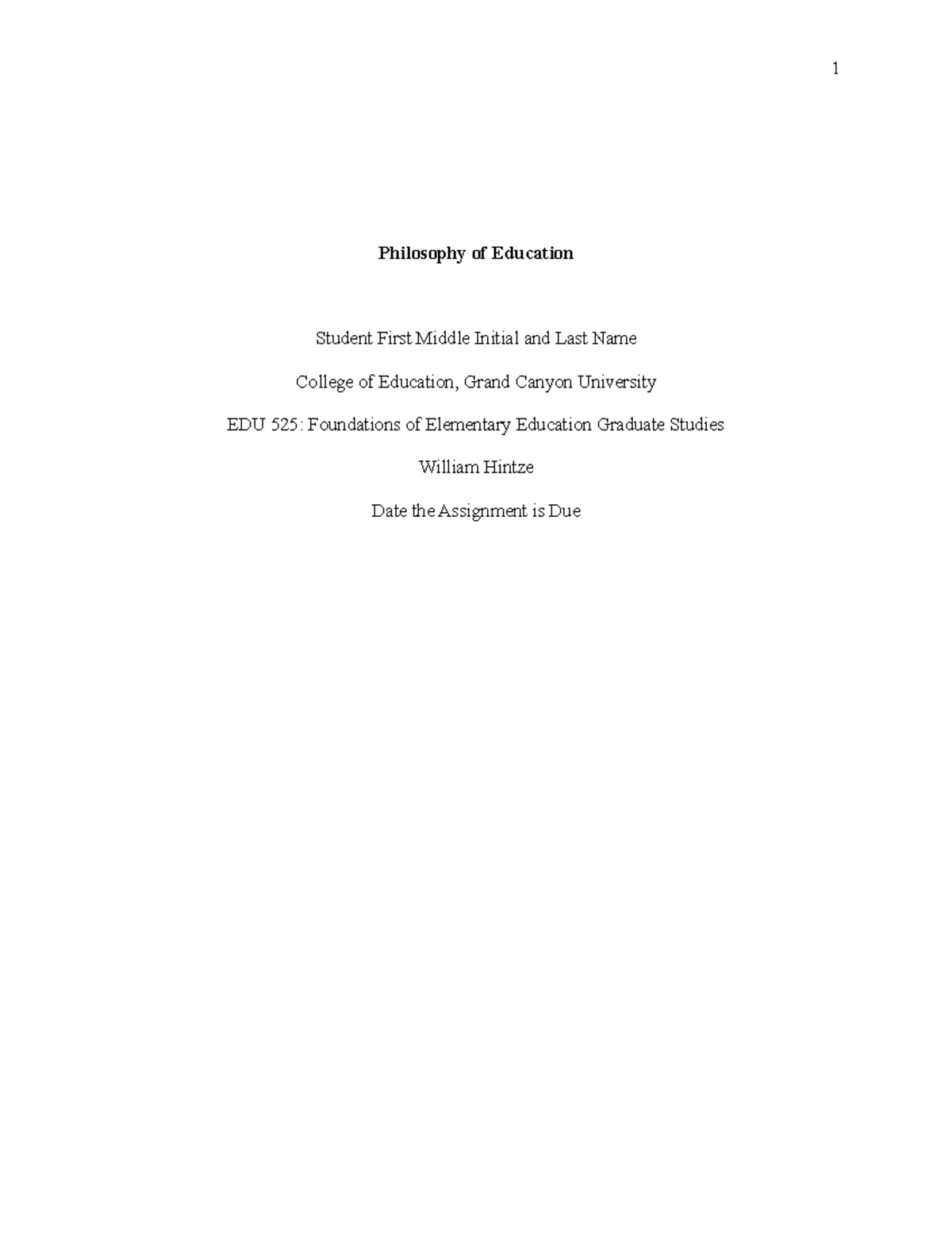 T5 Philosophy of Ed. Template APA 7 - Philosophy of Education Student ...