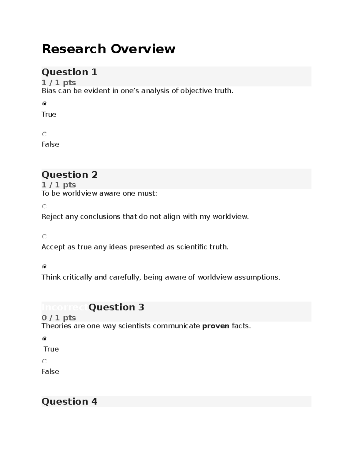 Research Overview - Practice exam material - Research Overview Question ...