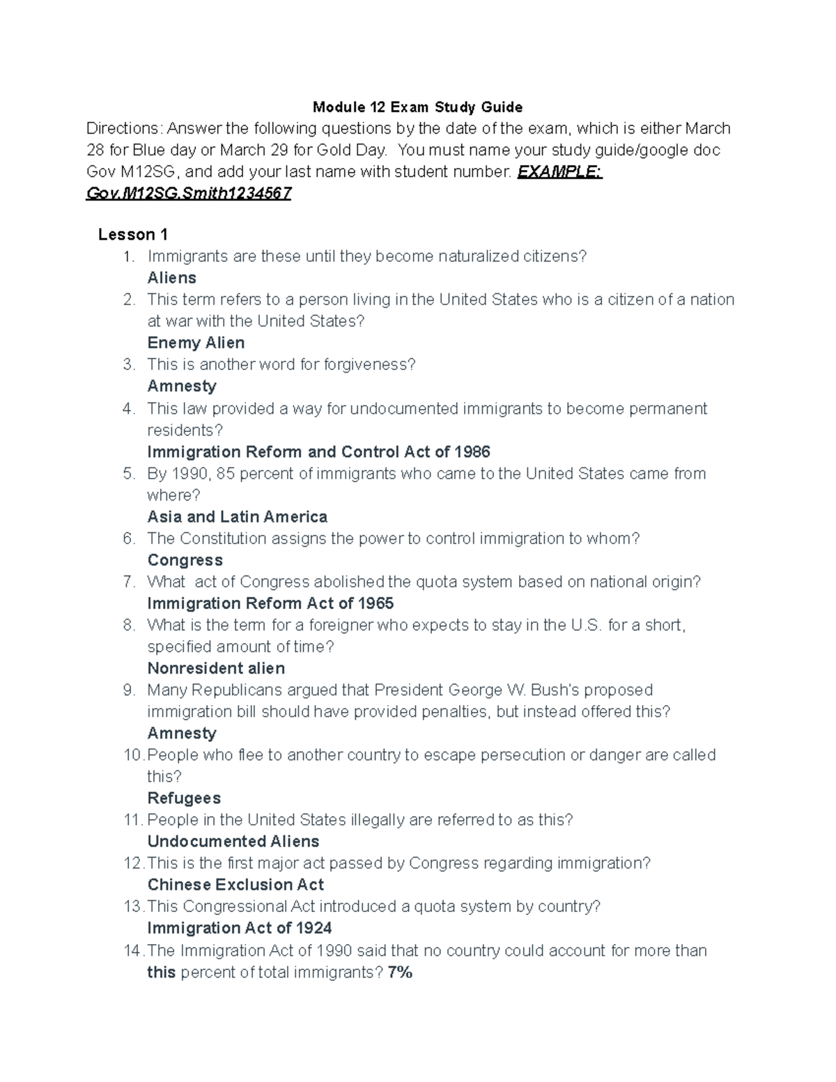 Government Module 12 Exam Study Guide - Module 12 Exam Study Guide ...