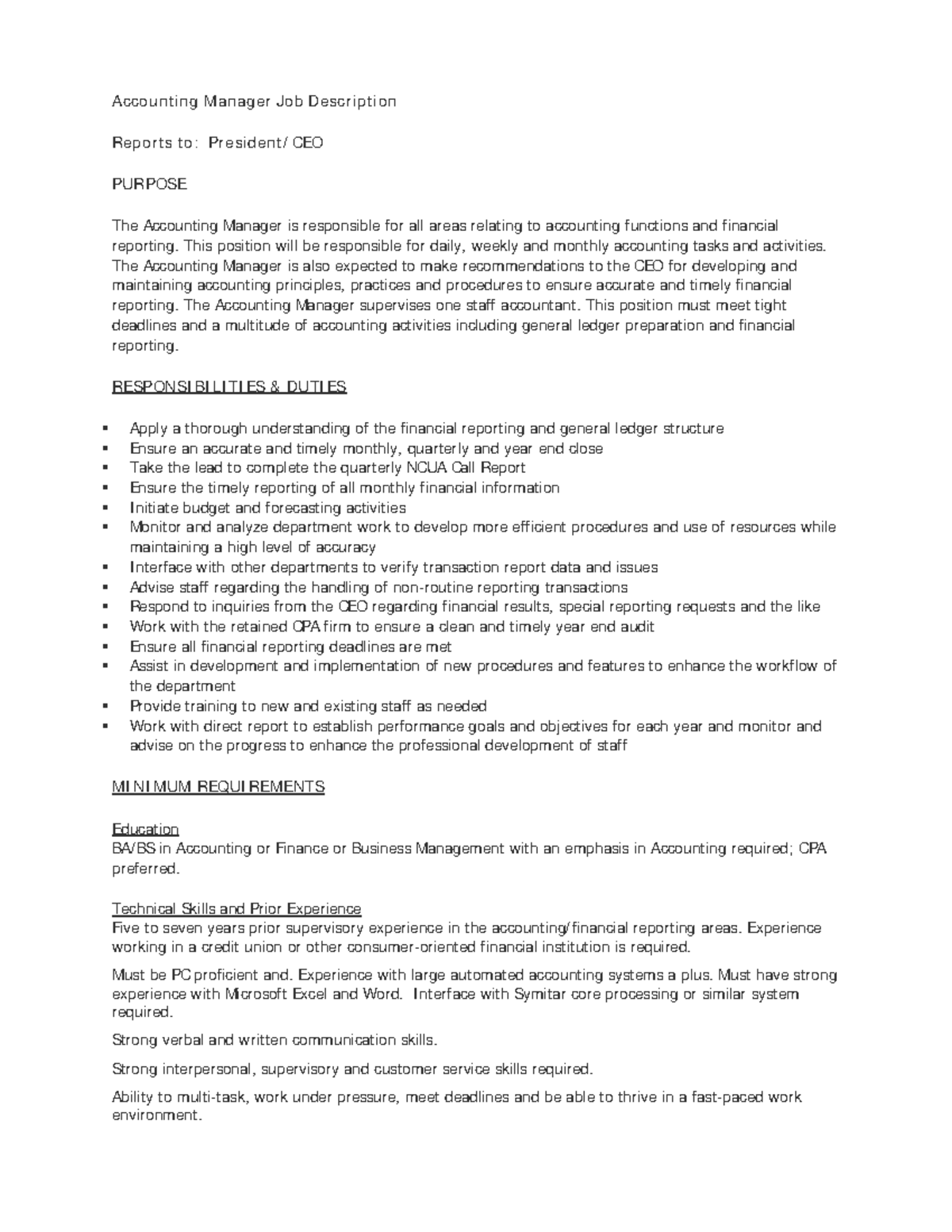 8 Job Description of Accounting Manager - Accounting Manager Job ...