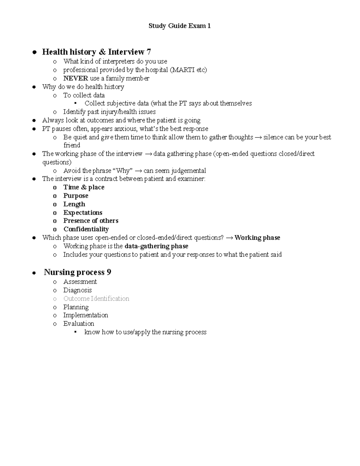 HA exam 1 study guide - content review - Study Guide Exam 1 Health ...