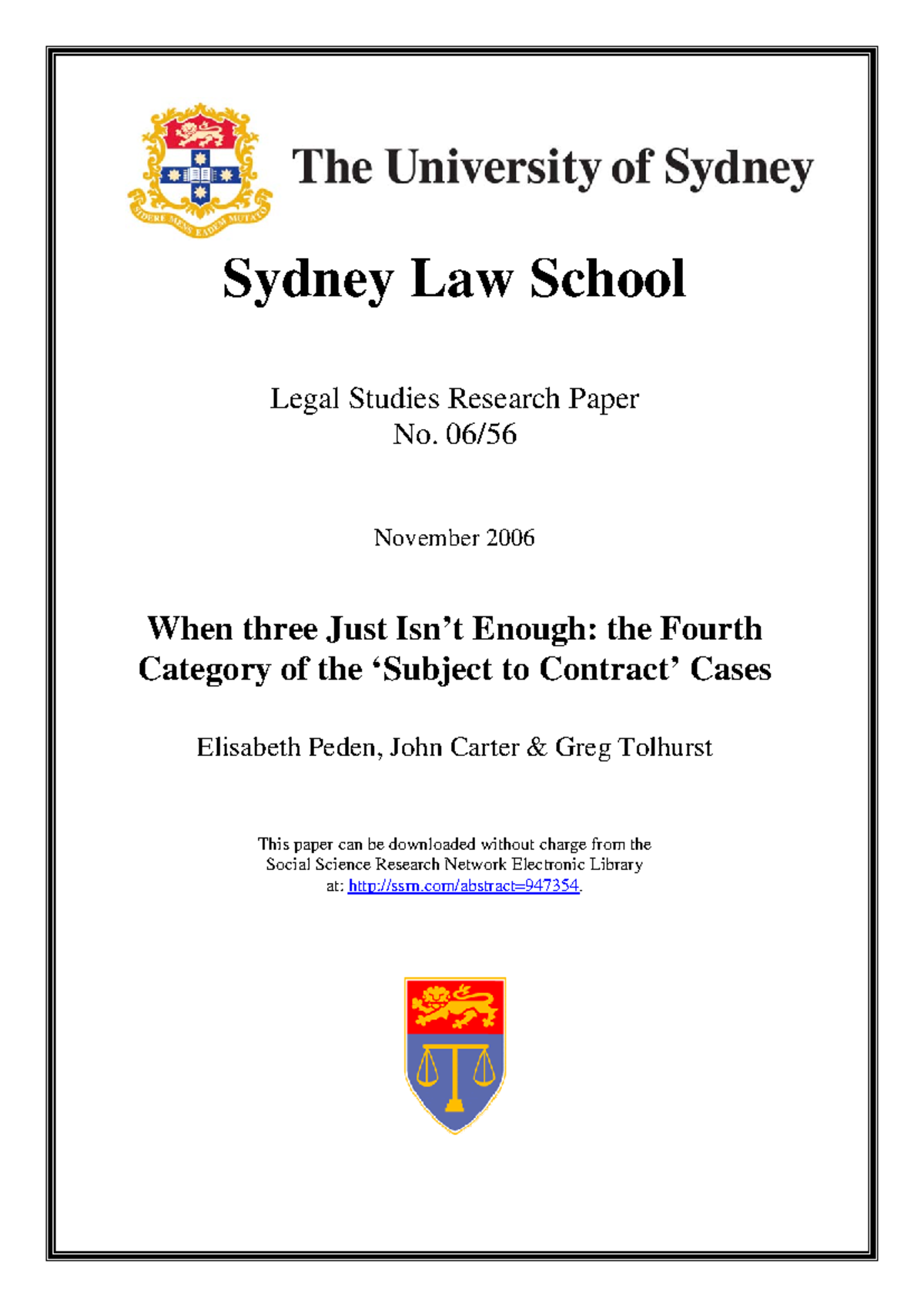 SSRN-id947354 - Pass Class Notes - Sydney Law School Legal Studies ...