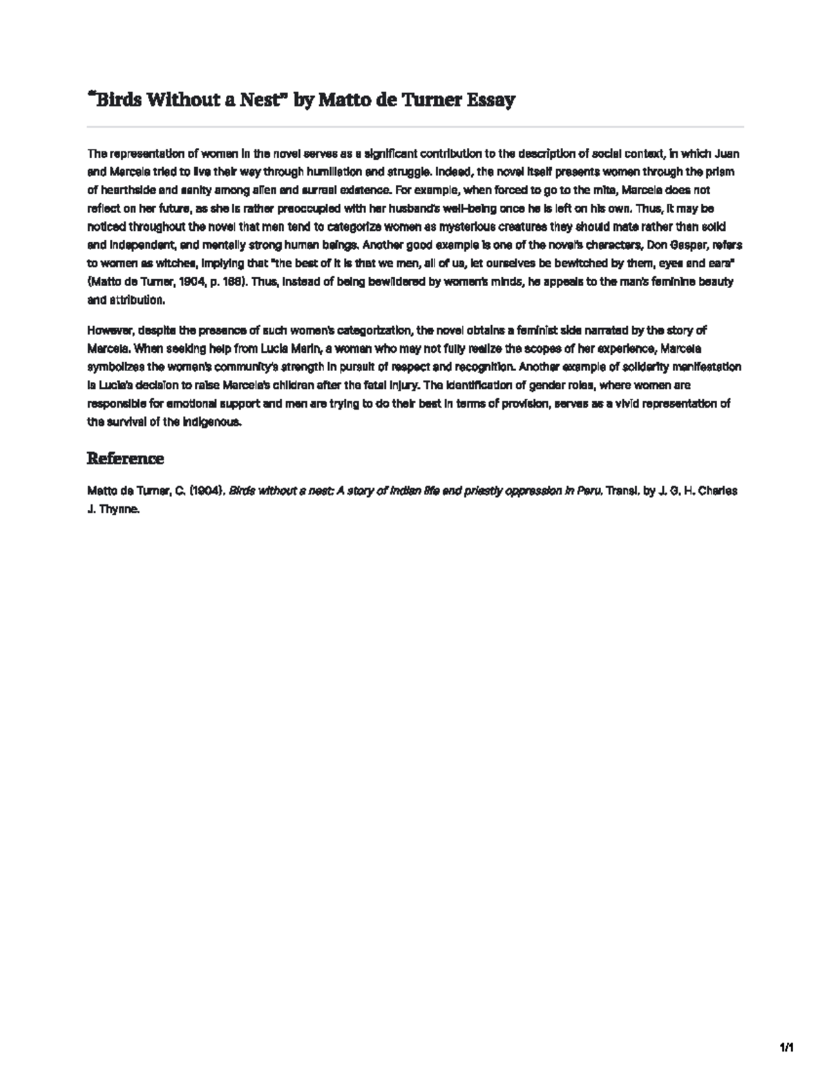 Birds - essay about literature - English Literature - Studocu