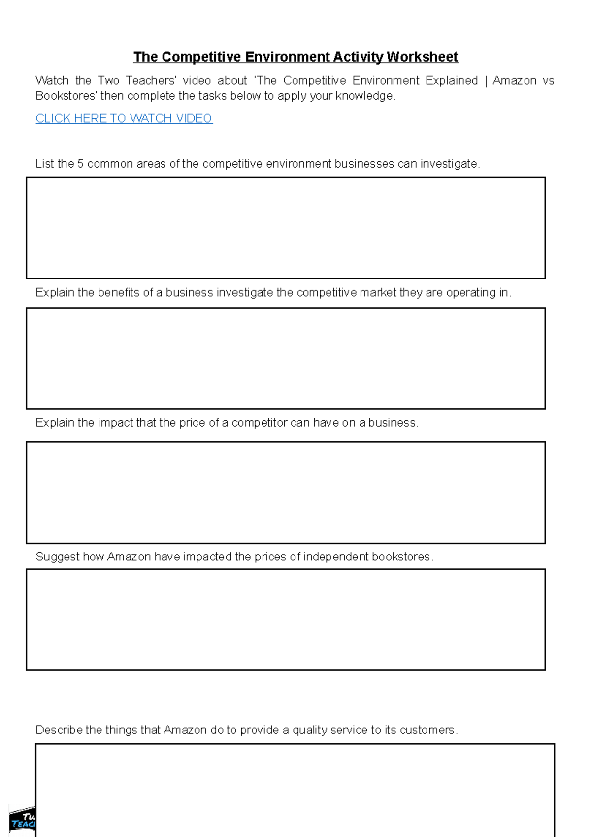 The Competative Environment Worksheet - The Competitive Environment ...
