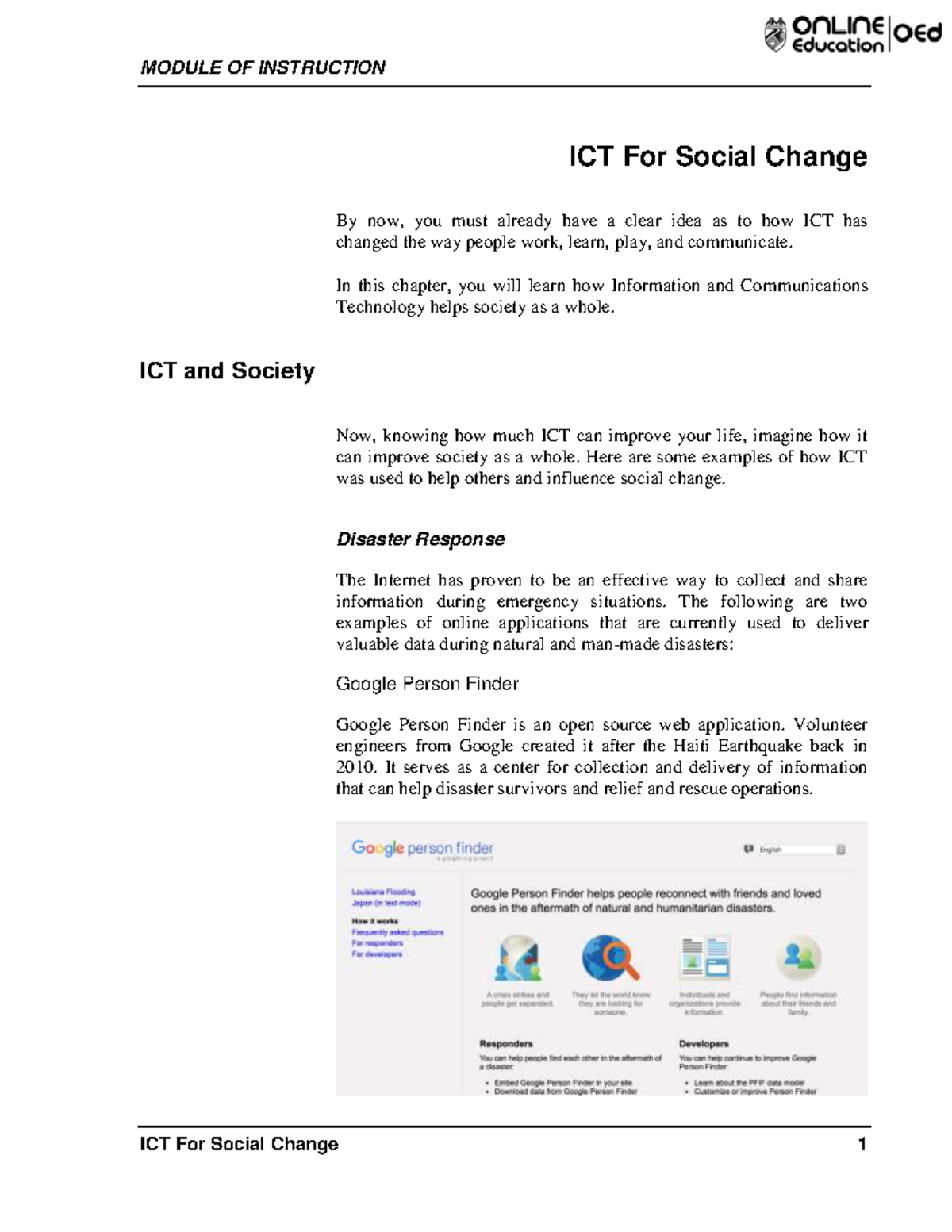 Week 018-Module ICT for Social Change - MODULE OF INSTRUCTION ICT For ...