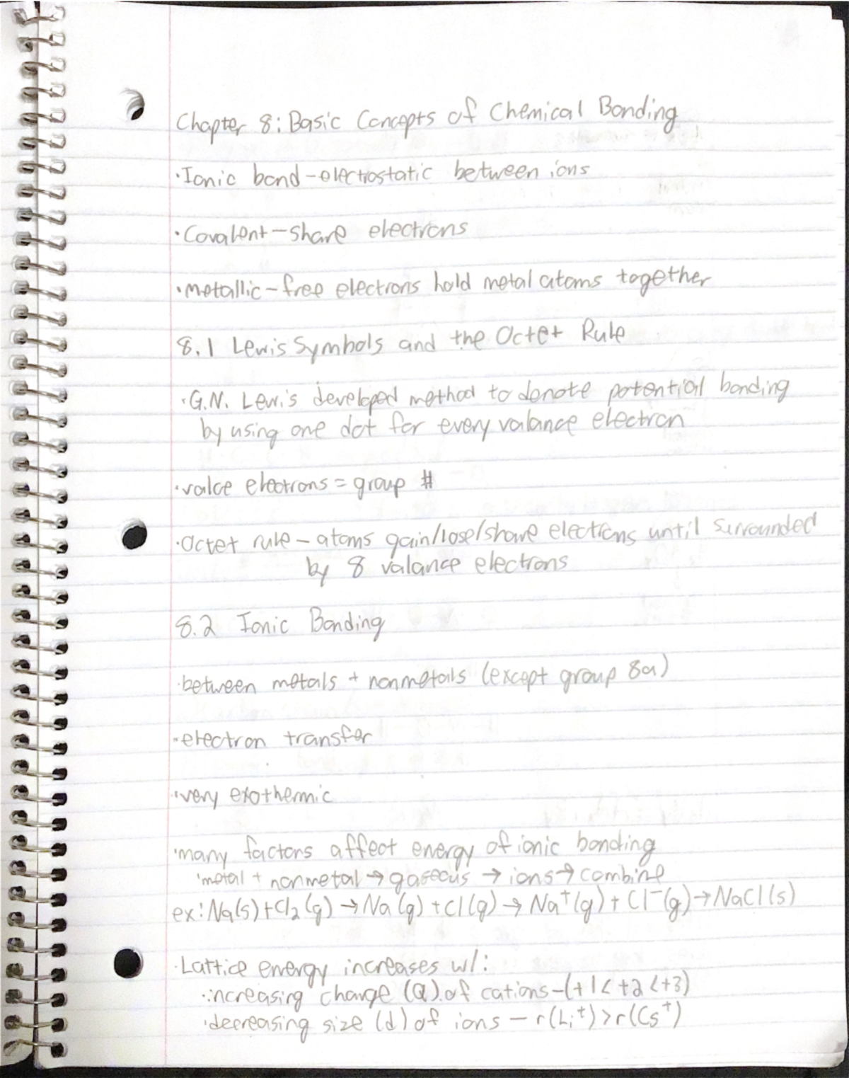 CHEM 110 Chapter 8 Notes - CHEM 110 - Studocu