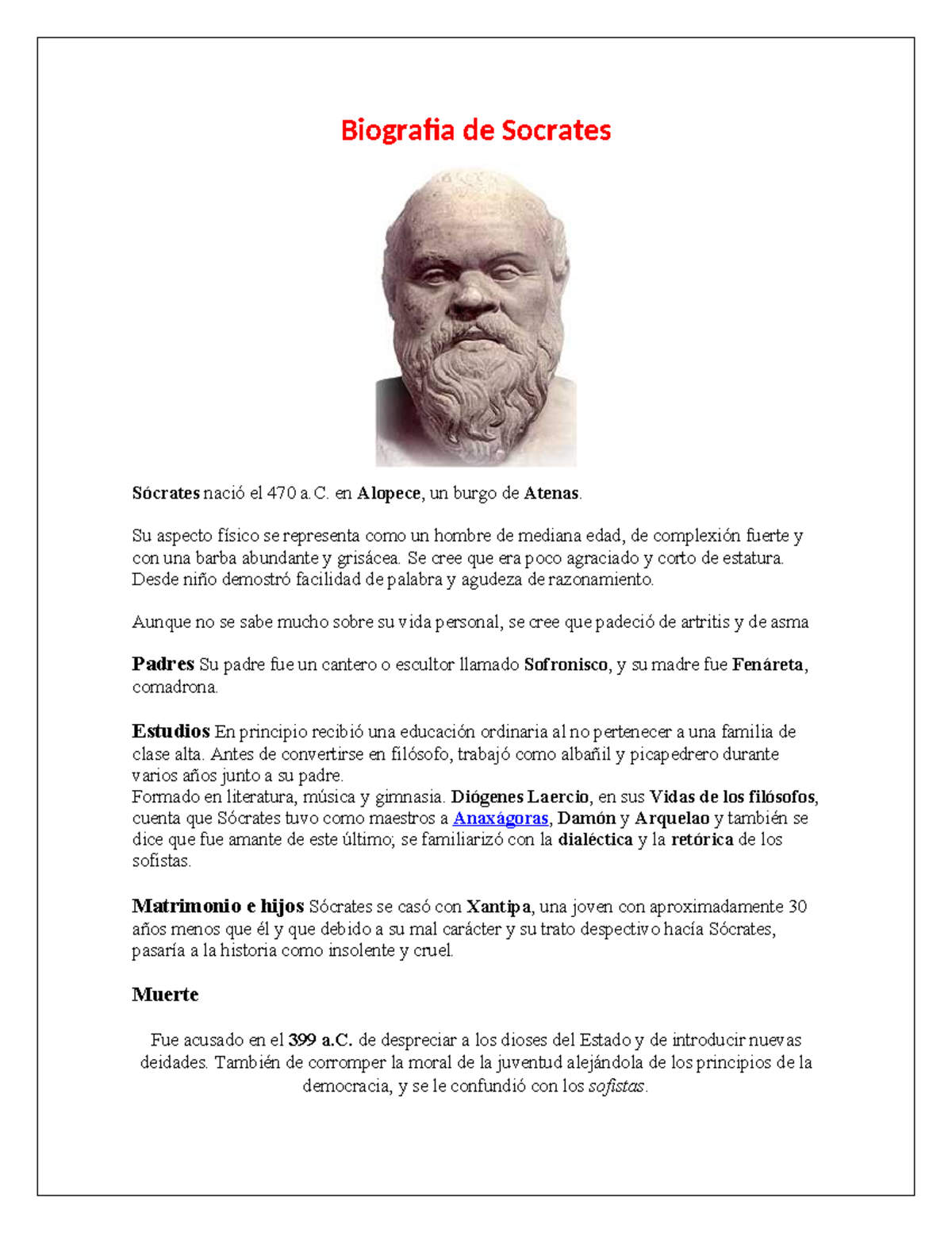 Biografia de Socrates - estudio psicologia - Biografia de Socrates ...