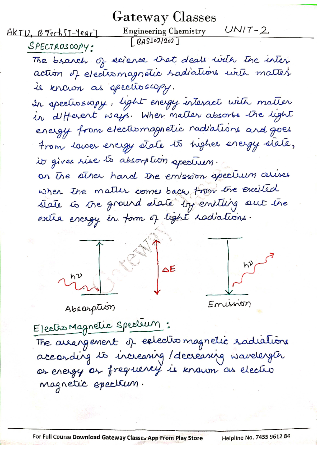 CHEM U-2 Hand Written Notes(ONE SHOT) - Gateway Classes AKTU, B. Tech ...