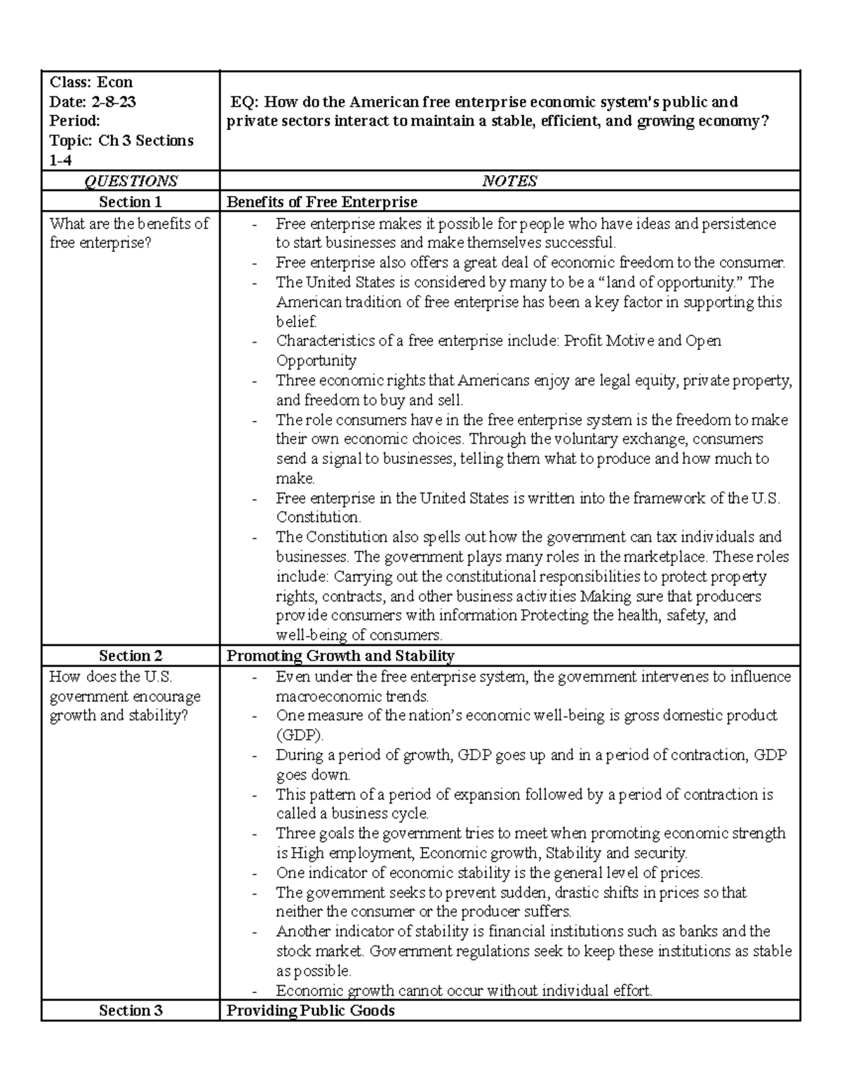 Econ Ch 3 Notes Sections 1-4 - Class: Econ Date: 2-8- Period: Topic: Ch ...