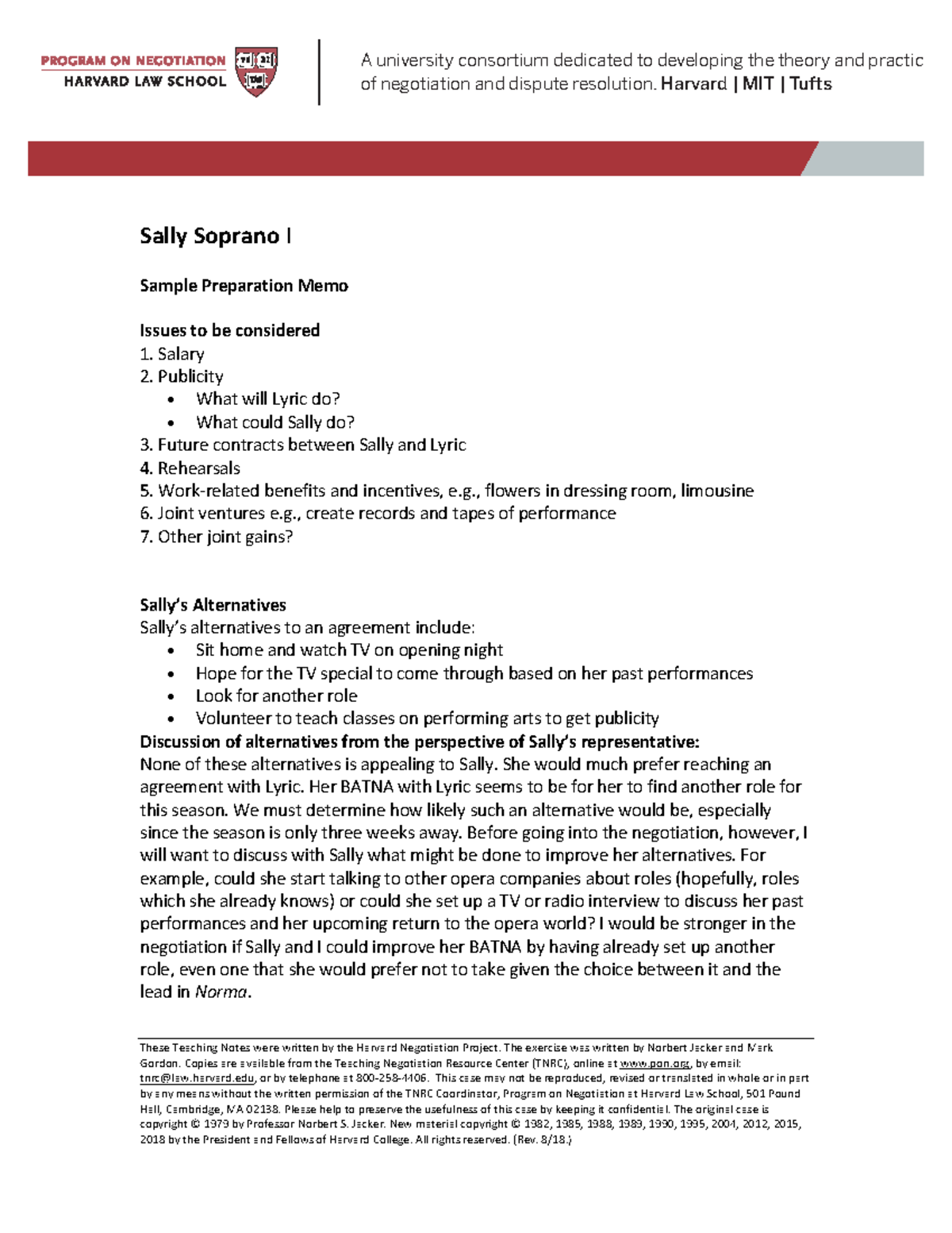 Sally Soprano I - Memo - These Teaching Notes were written by the ...