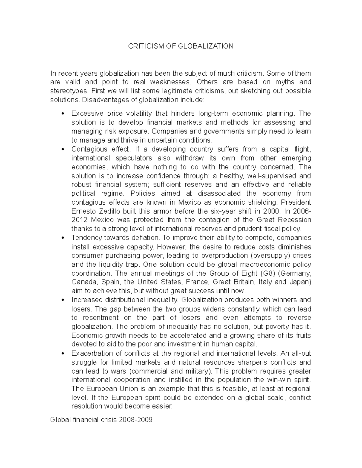 CRITICISM OF GLOBALIZATION - Some of them are valid and point to real ...