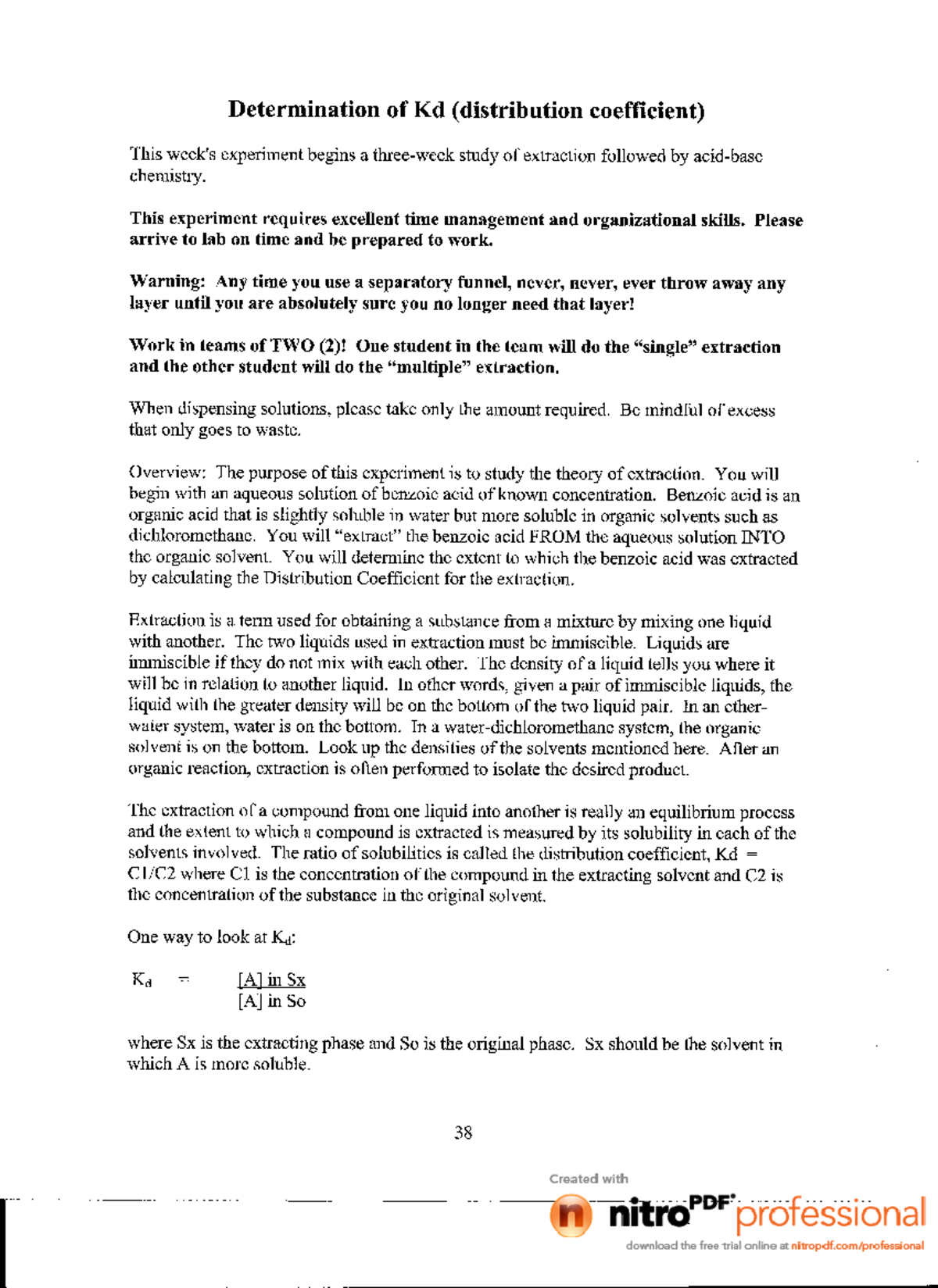 CHM1250expt4Kd - Lab Report for Kd Experiment - CHM 1240 - Studocu