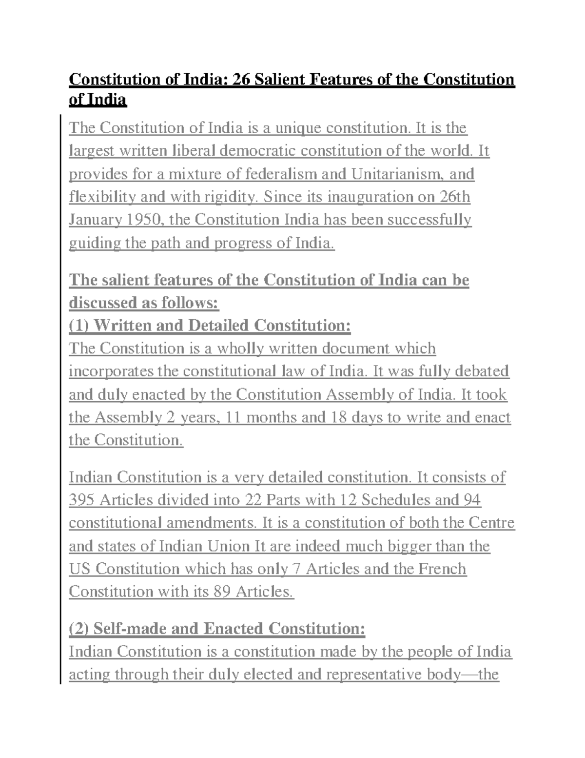 Making of the Constitution - Constitution of India: 26 Salient Features ...