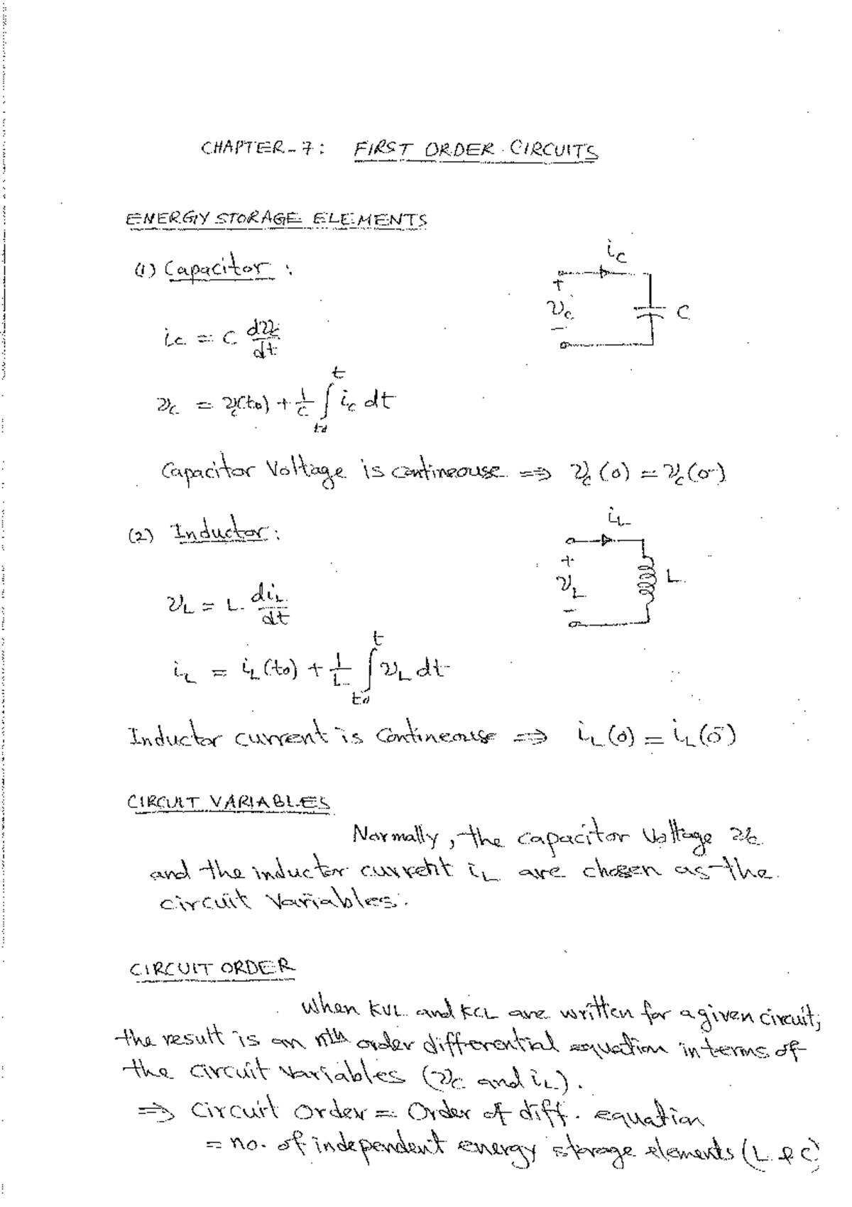 1) chapter-7 - Lecture notes - 7 : FIRST ORDER CIRCUITS ENERGY STORAGE ...