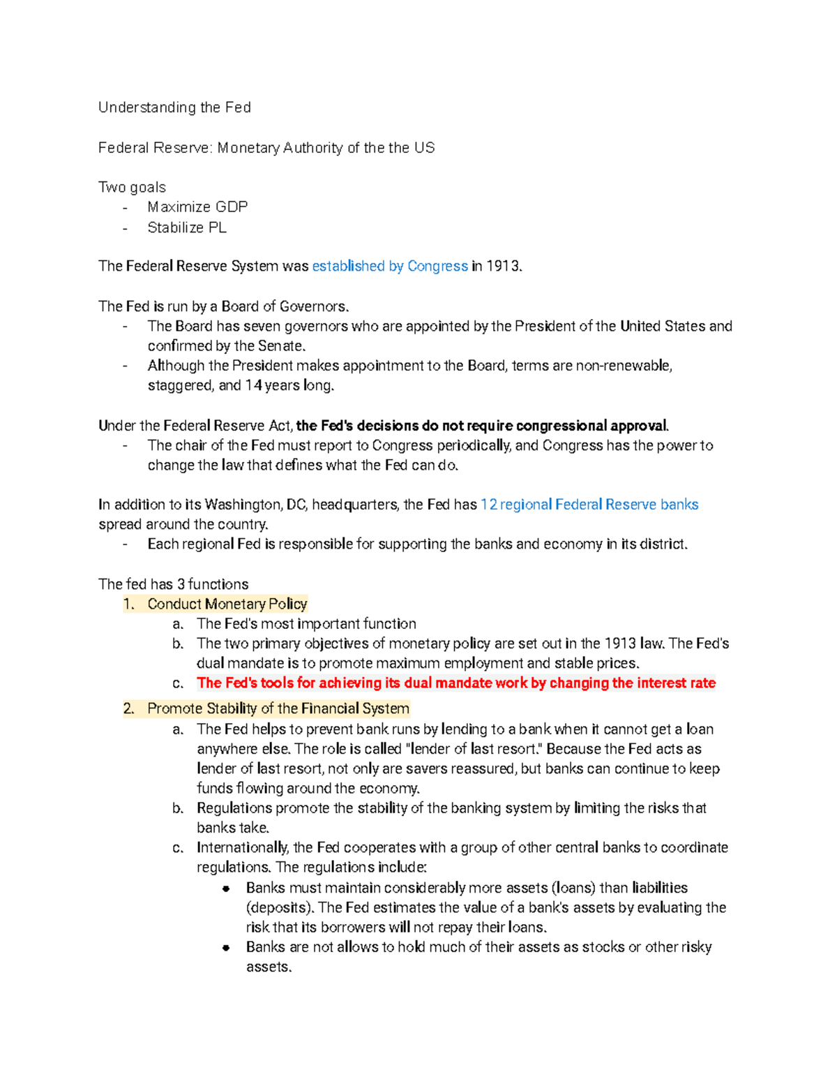 Understanding the Fed - Lecture notes Unit 3 - Understanding the Fed ...
