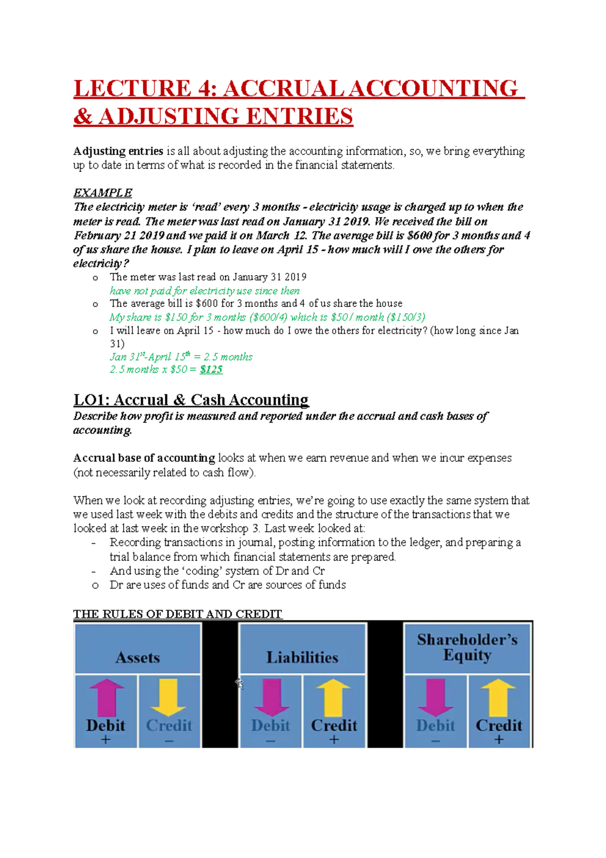 LEC 4 Notes - LECTURE 4: ACCRUAL ACCOUNTING & ADJUSTING ENTRIES ...