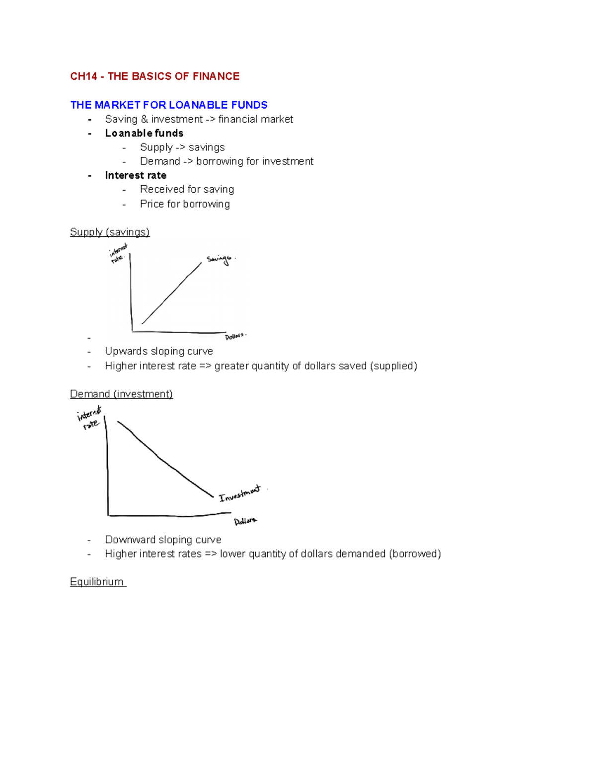 CH14 - Lecture - CH14 - THE BASICS OF FINANCE THE MARKET FOR LOANABLE ...