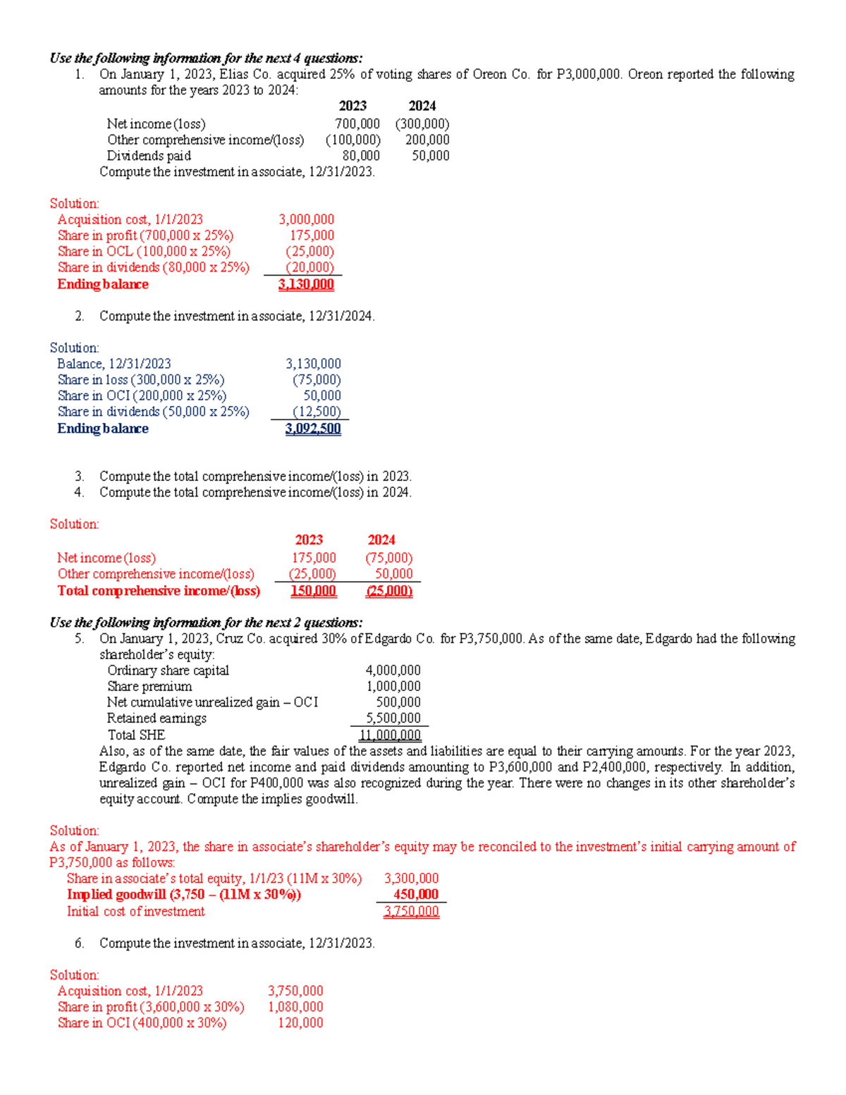 Acctg 202 A Midterm EXAM WITH Solution - Use the following information ...