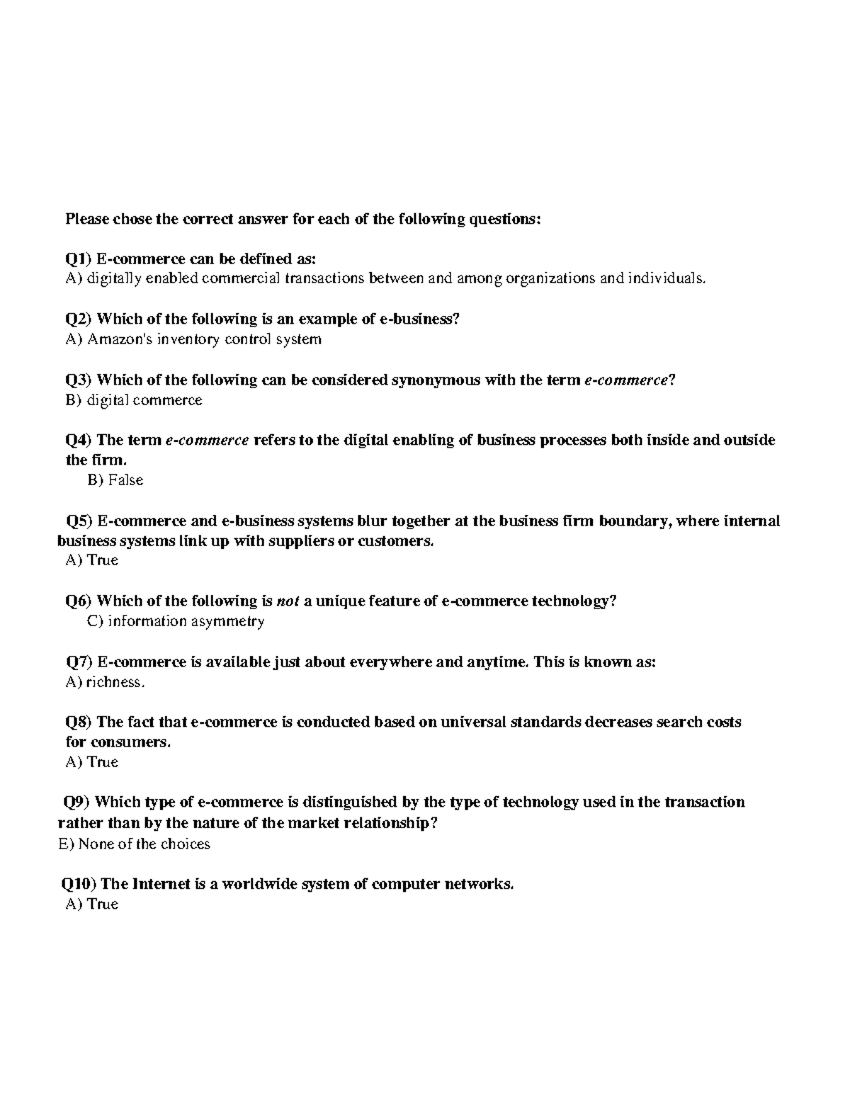 Quiz 1 Quiz 1 Warning Tt Undefined Function 32 Please Chose The Correct Answer For Each