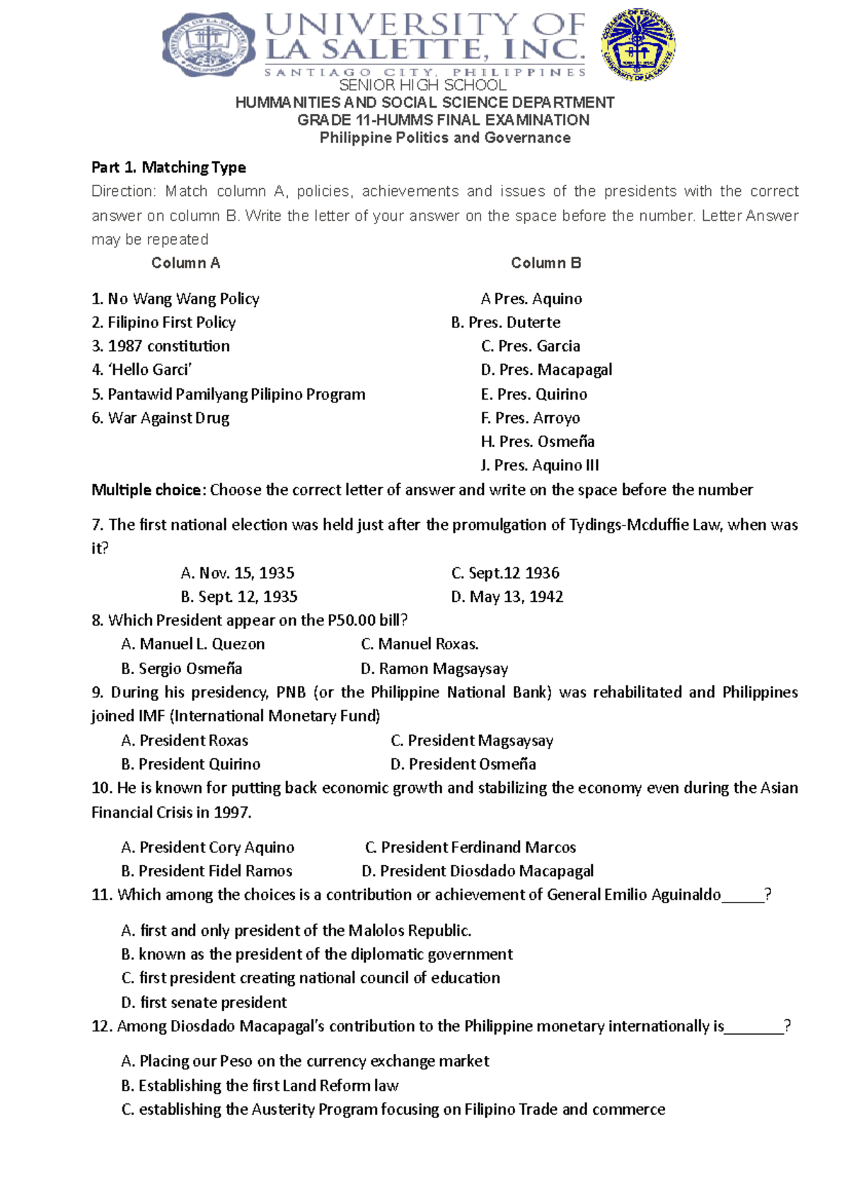 Final Requirement Peduc 006 - HUMMANITIES AND SOCIAL SCIENCE DEPARTMENT ...