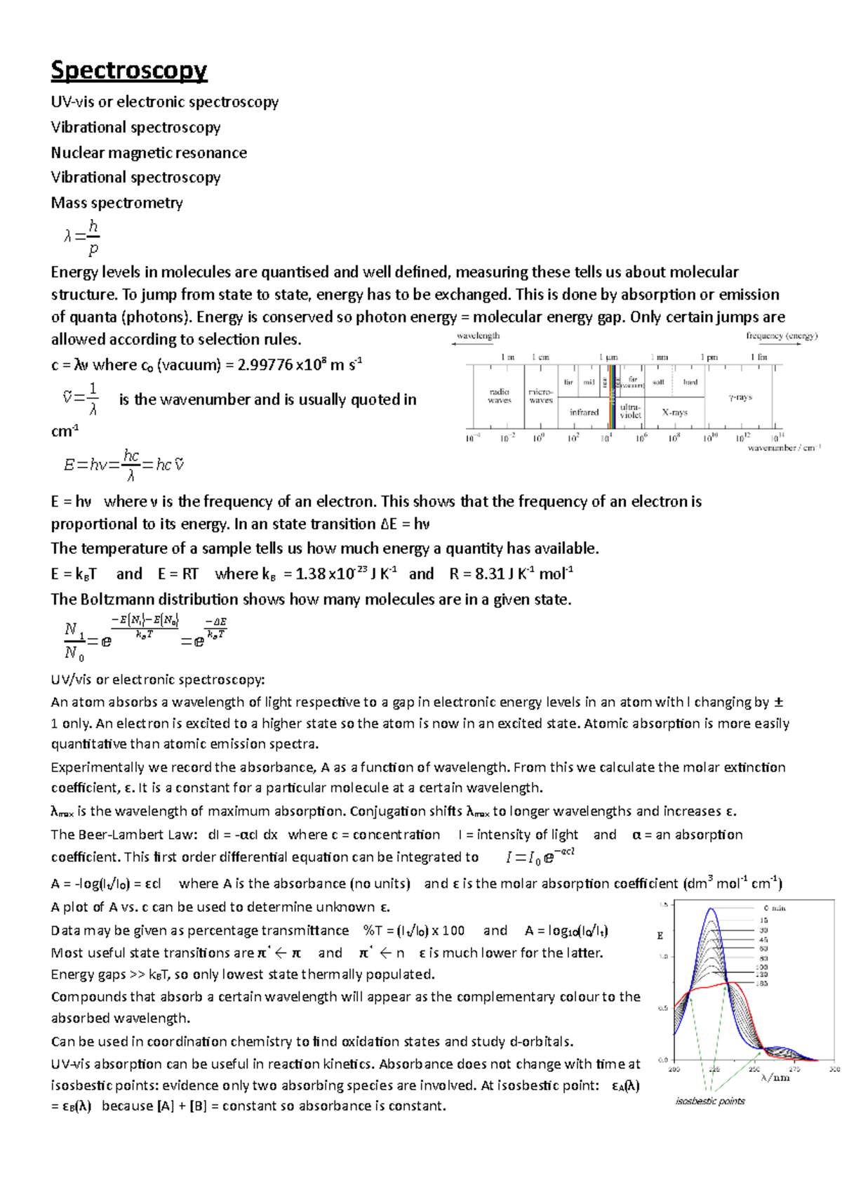 Spectroscopy - Summary Chemistry - Spectroscopy or electronic ...