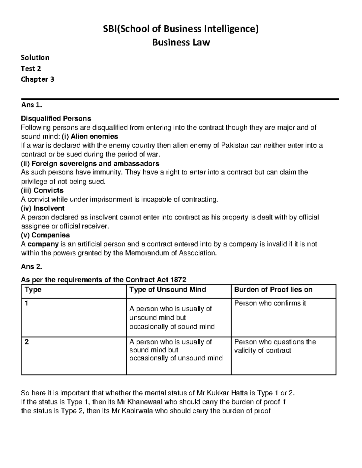 Test 2 S.S SBI - notes - SBI(School of Business Intelligence) Business ...