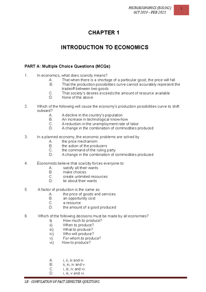 Tutorial Week 2 (ECO162) - TUTORIAL 2 (INTRODUCTION TO ECONOMICS- PRODUCTION POSSIBILITIES CURVE ...