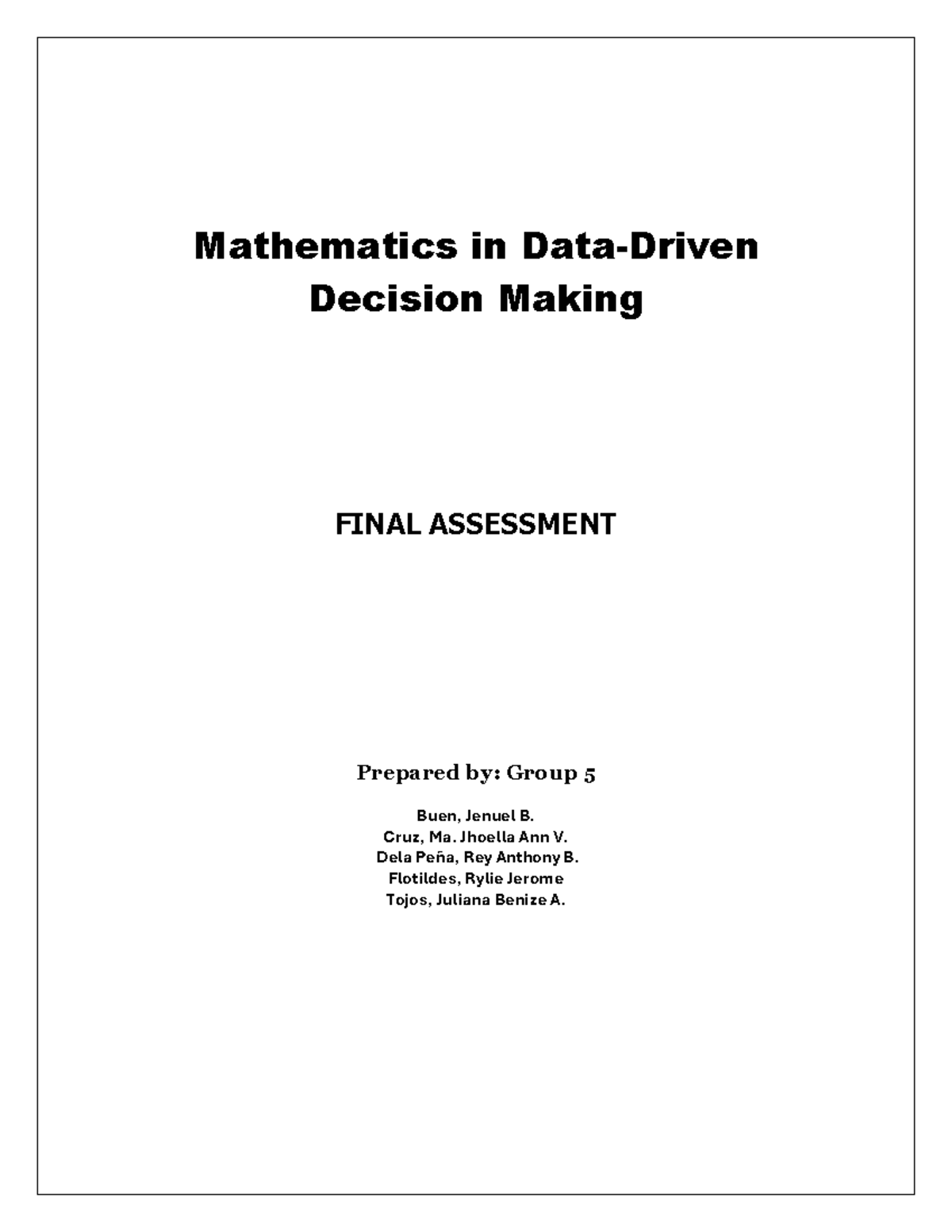 Final- Assessment Mathematics in the Modern World - Mathematics in Data ...