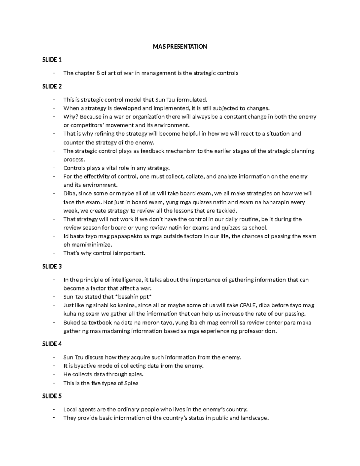 MAS- Presentation loaal - MAS PRESENTATION SLIDE 1 The chapter 8 of art ...
