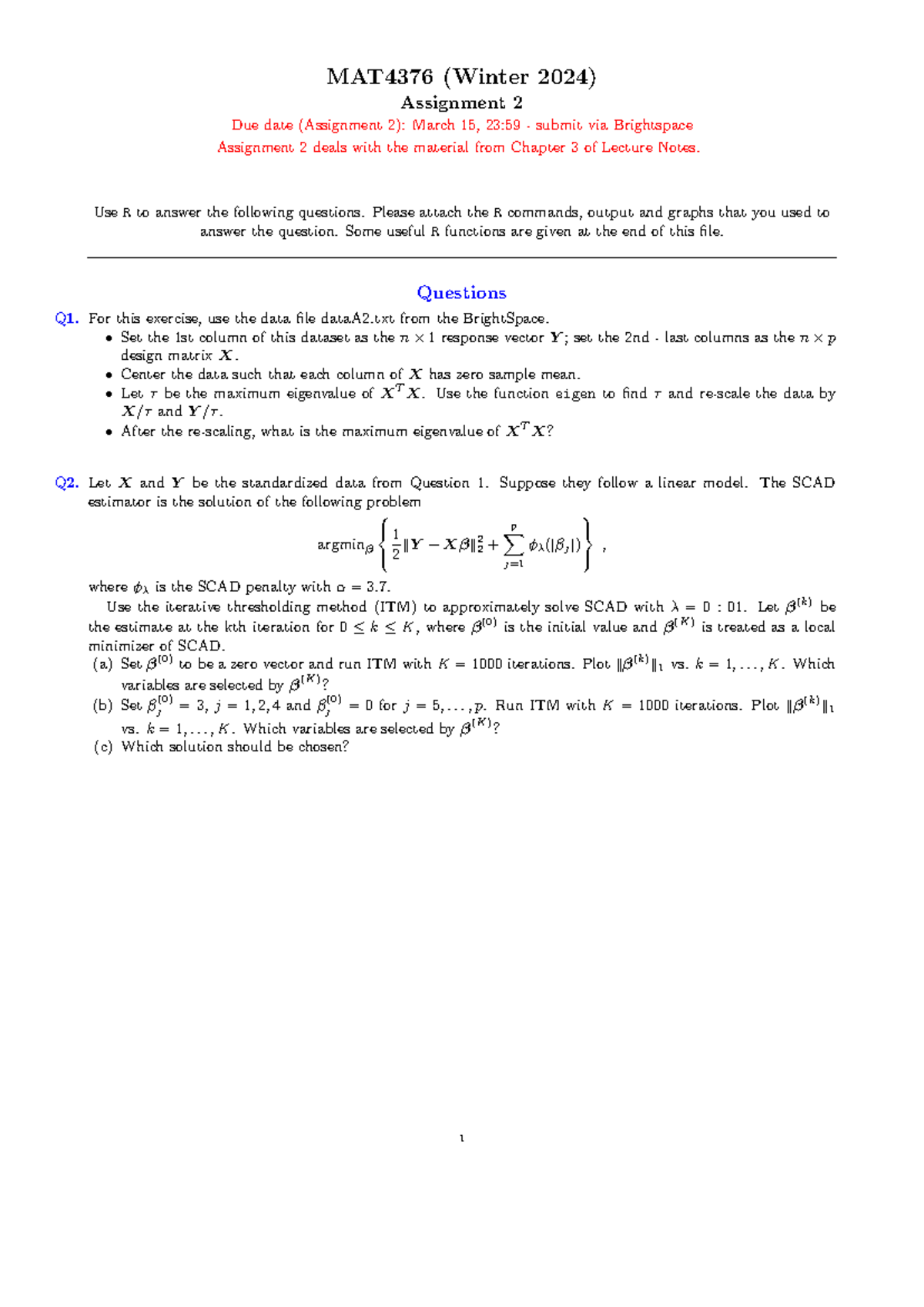 Mat4376 2024 assignment 2 nosol - MAT4376 (Winter 2024) Assignment 2 ...