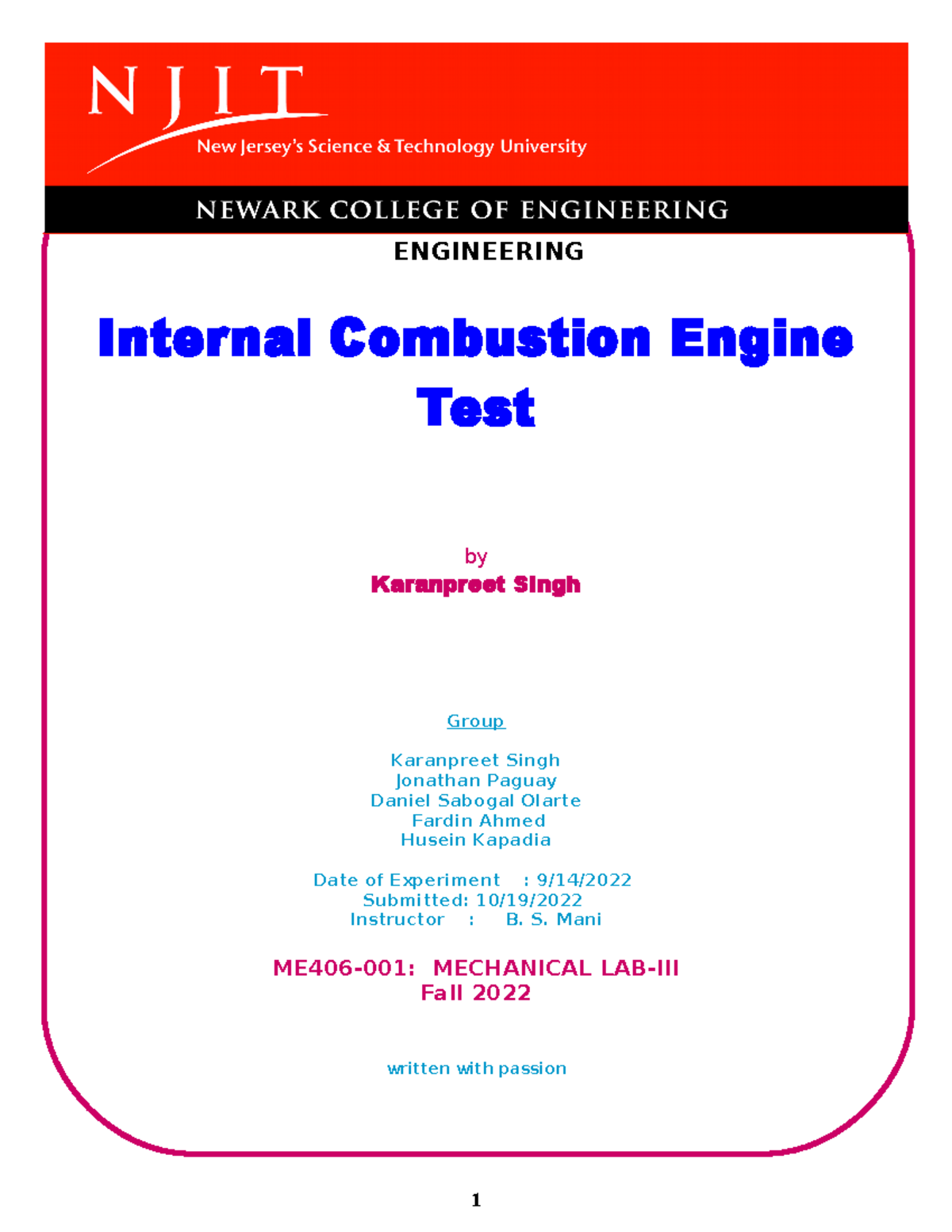 Report Lab 2 - Lab# 2 - DEPARTMENT OF MECHANICAL AND INDUSTRIAL ...