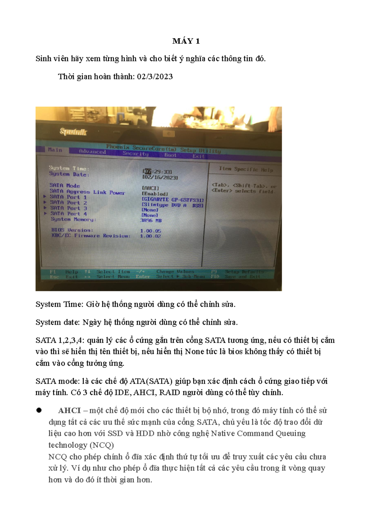 BT Cmos finalfdfsdf - MÁY 1 Sinh viên hãy xem từng hình và cho biết ý nghĩa các thông tin đó ...